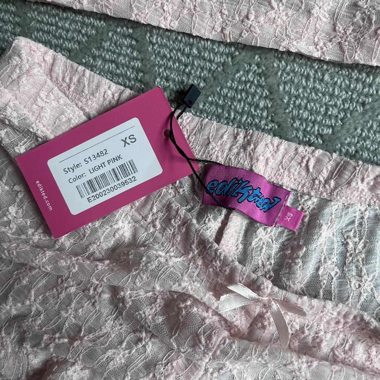 edikted bow matching set lacy sheer baby pink... - Depop