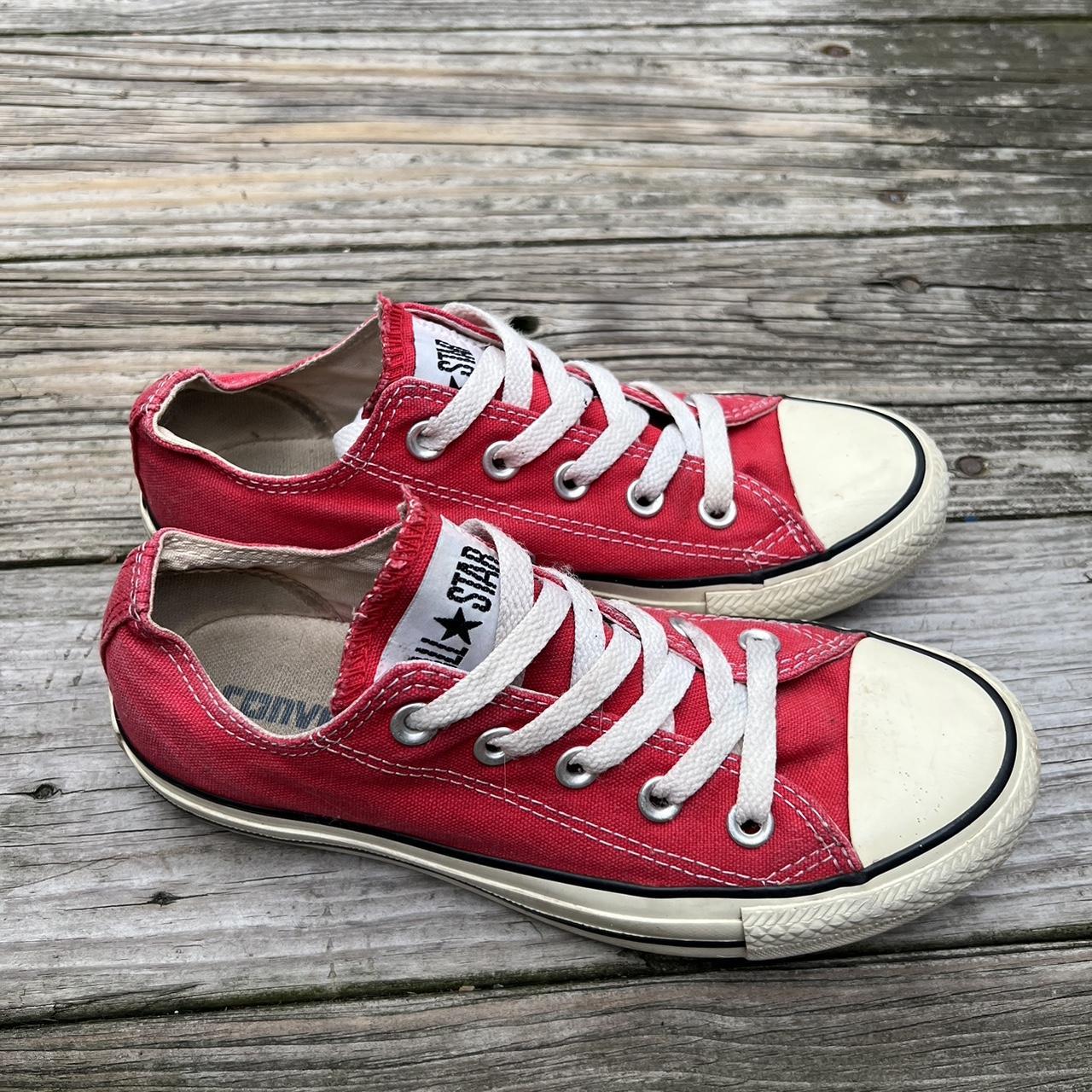 red low top converse ️👟 used size 4.5y shipping... - Depop