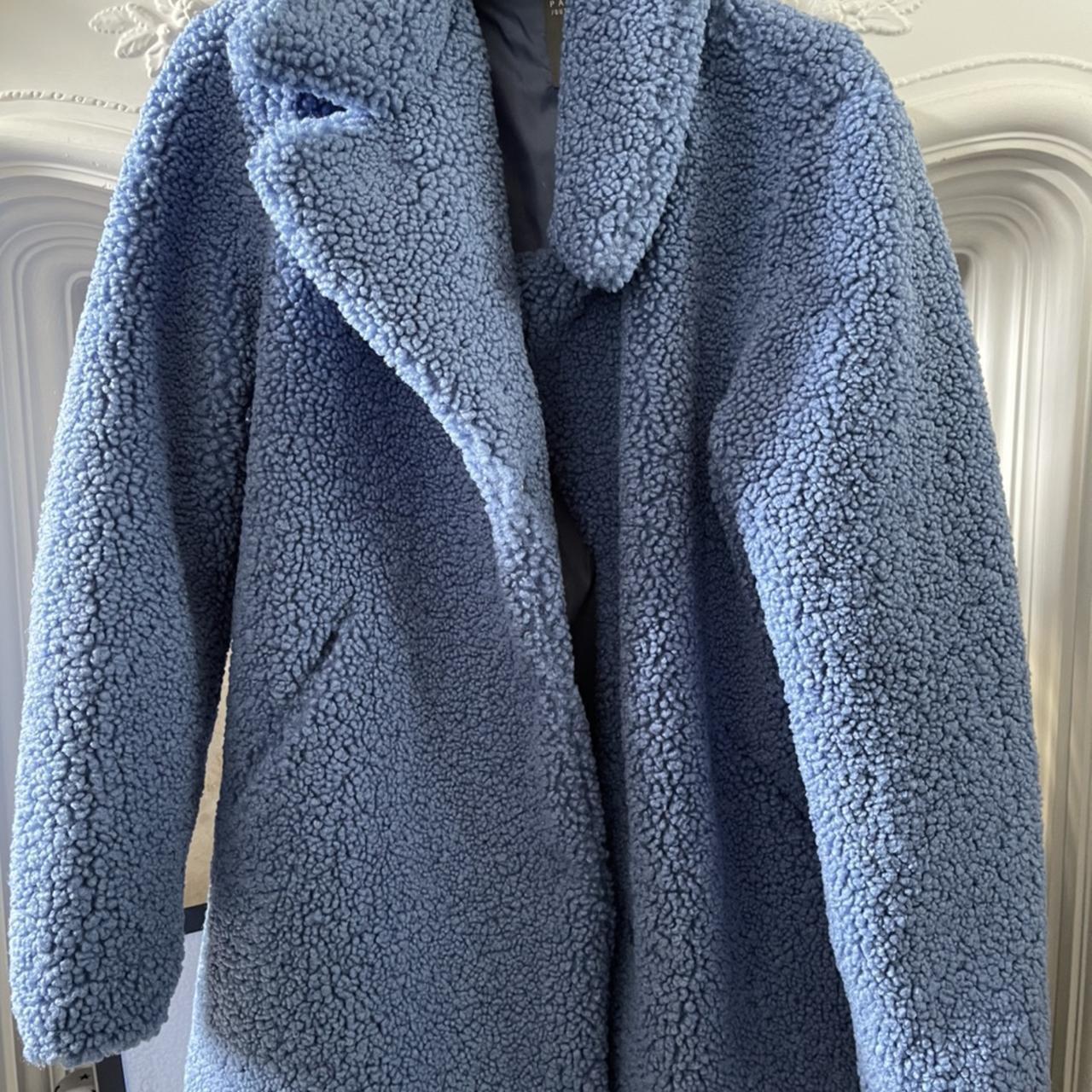 Gorgeous periwinkle blue teddy bear coat. Popper... - Depop