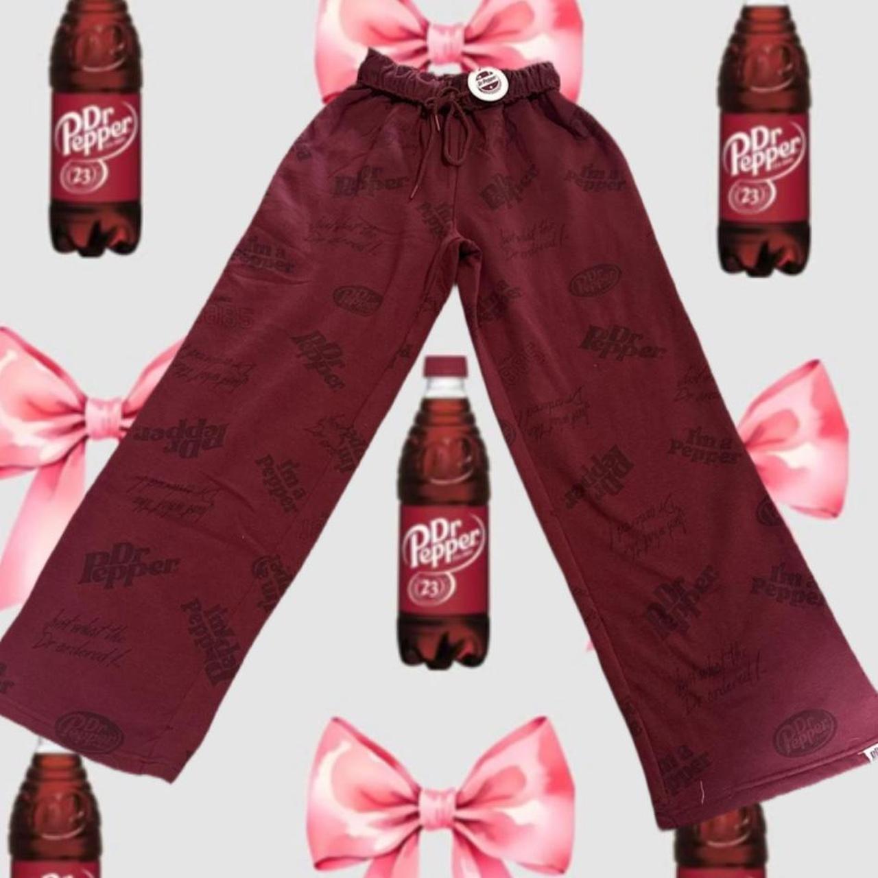 Original Dr Pepper joggers burgundy with a relaxed... | Depop