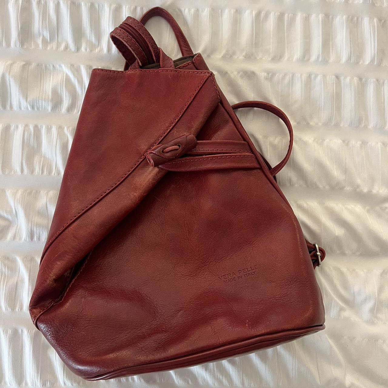 Vera Pelle Women's Burgundy and Red Bag | Depop