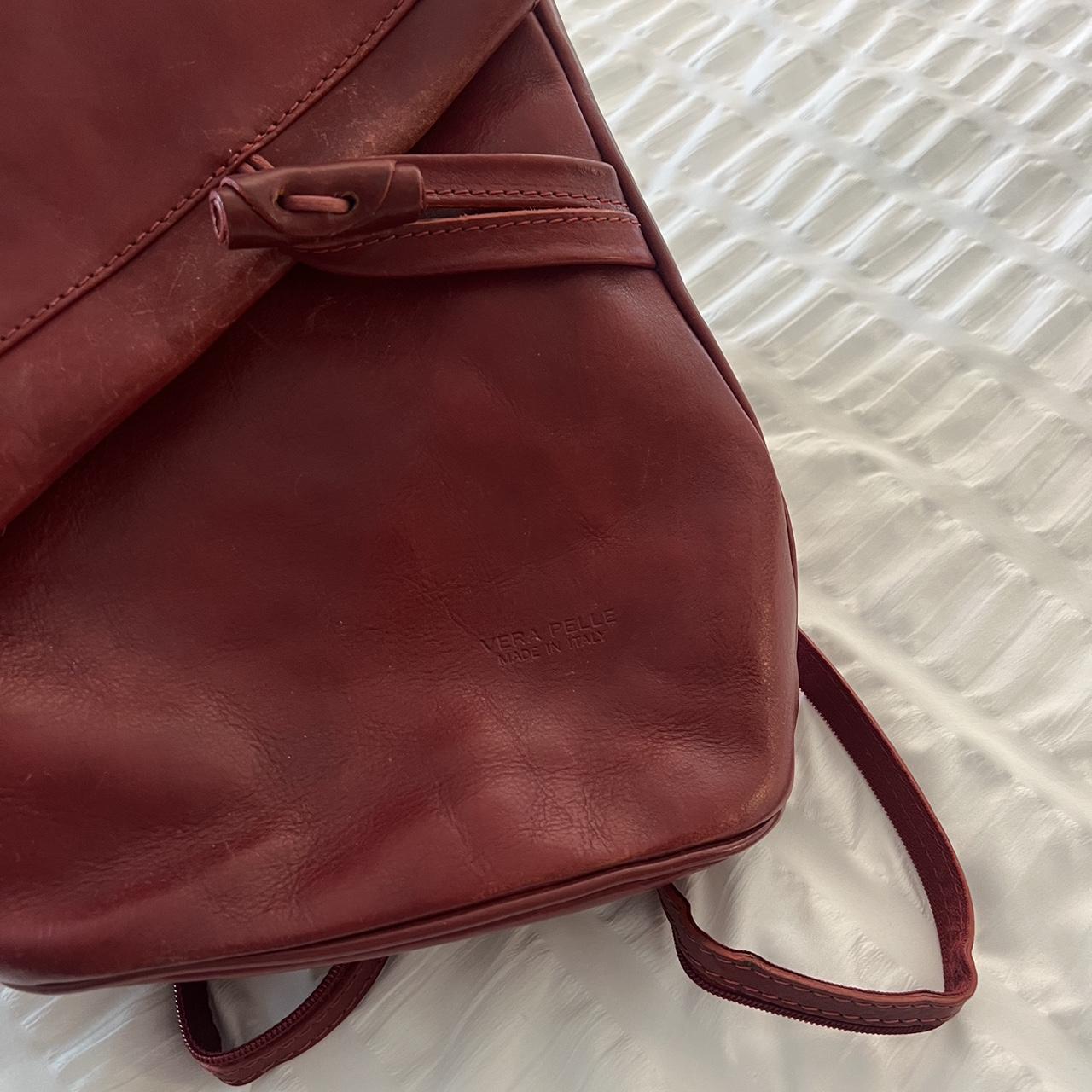 Vera Pelle Women's Burgundy and Red Bag | Depop