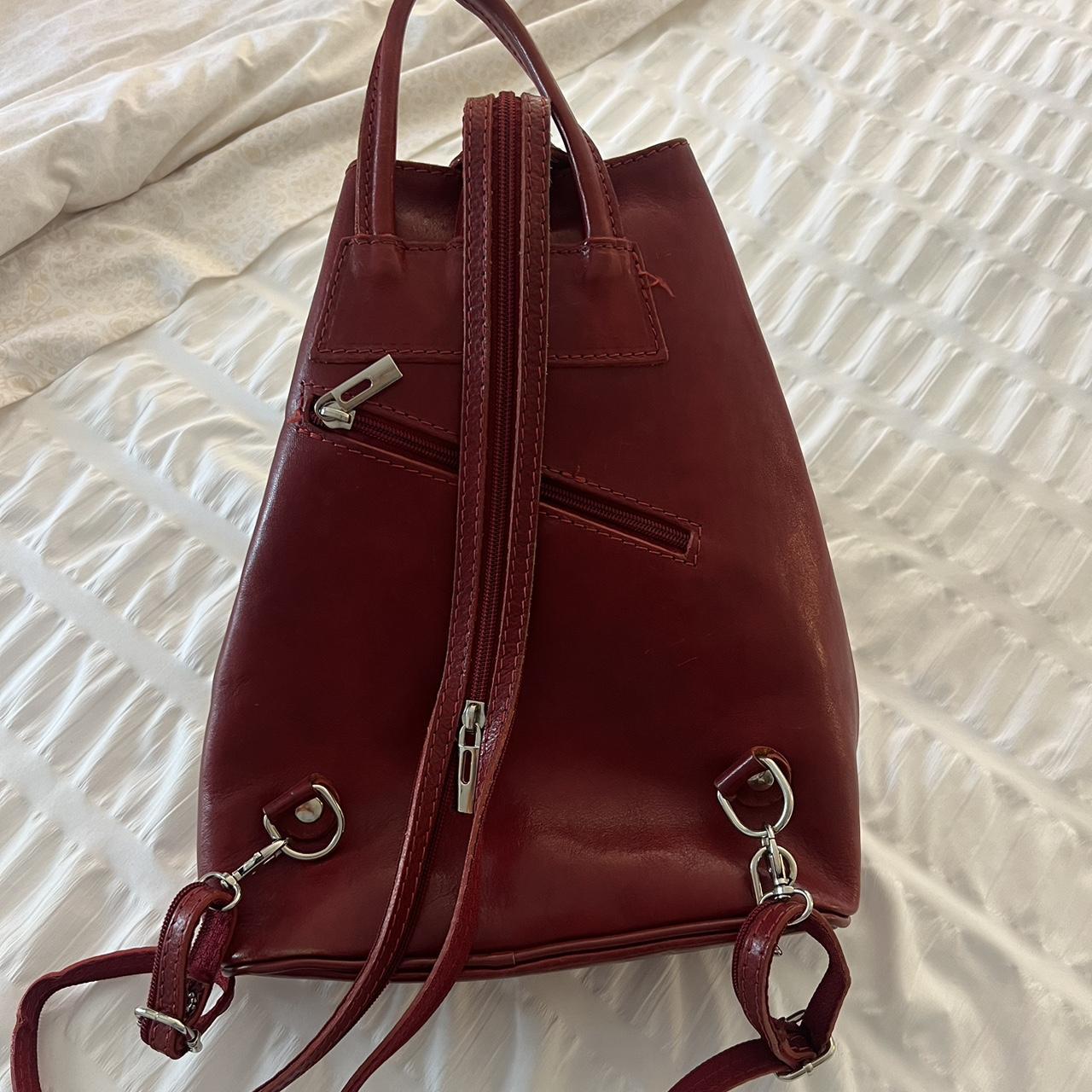 Vera Pelle Women's Burgundy and Red Bag | Depop