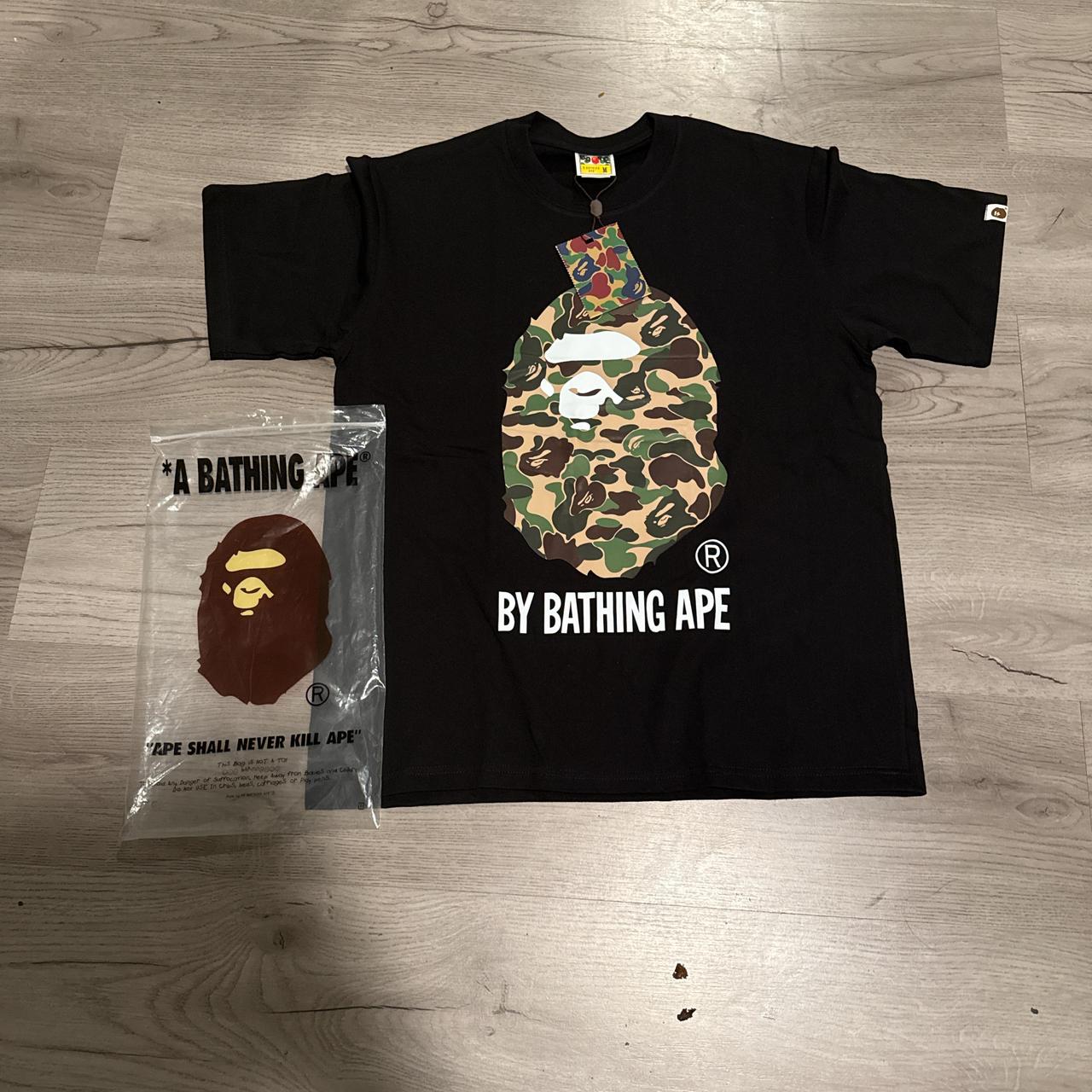 BAPE black and green cotton t-shirt | Depop