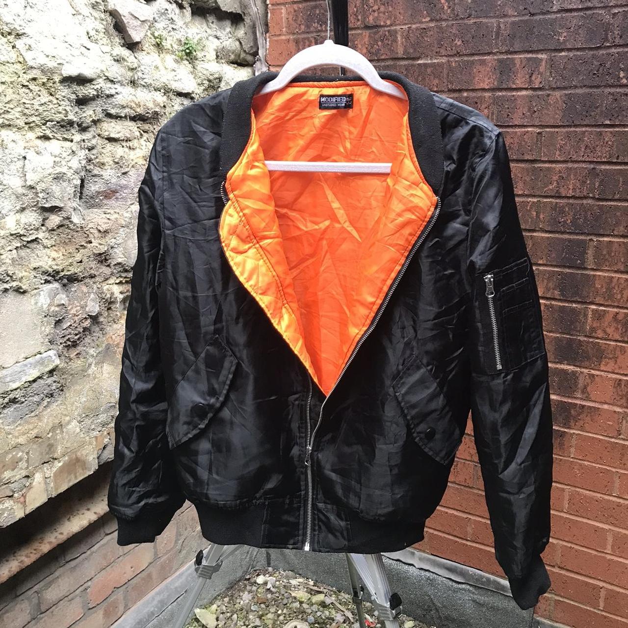 Black and Orange Bomber Jacket This iconic ma1 zip... - Depop