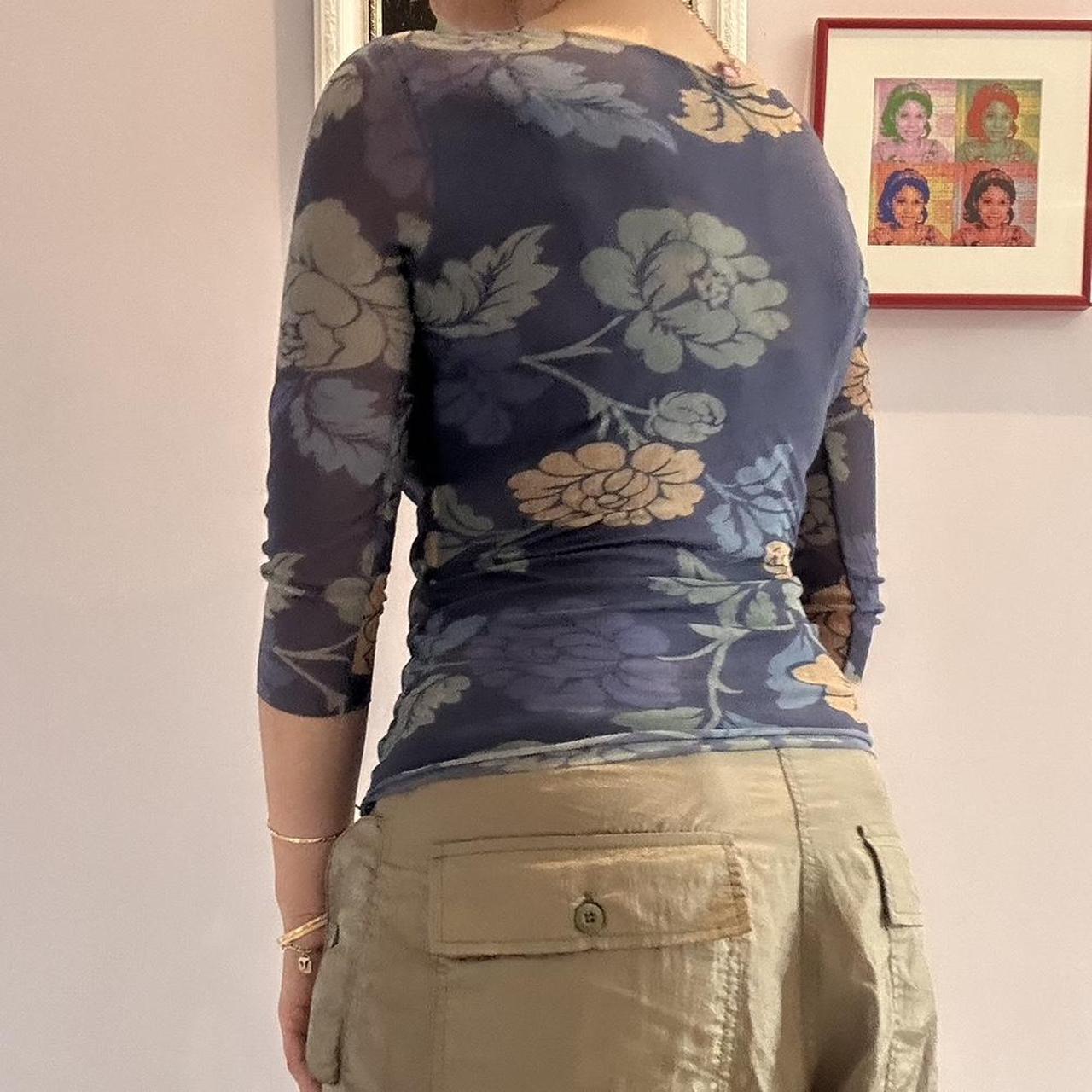 2000s wrap double-layer mesh top. Plunging neckline;... - Depop