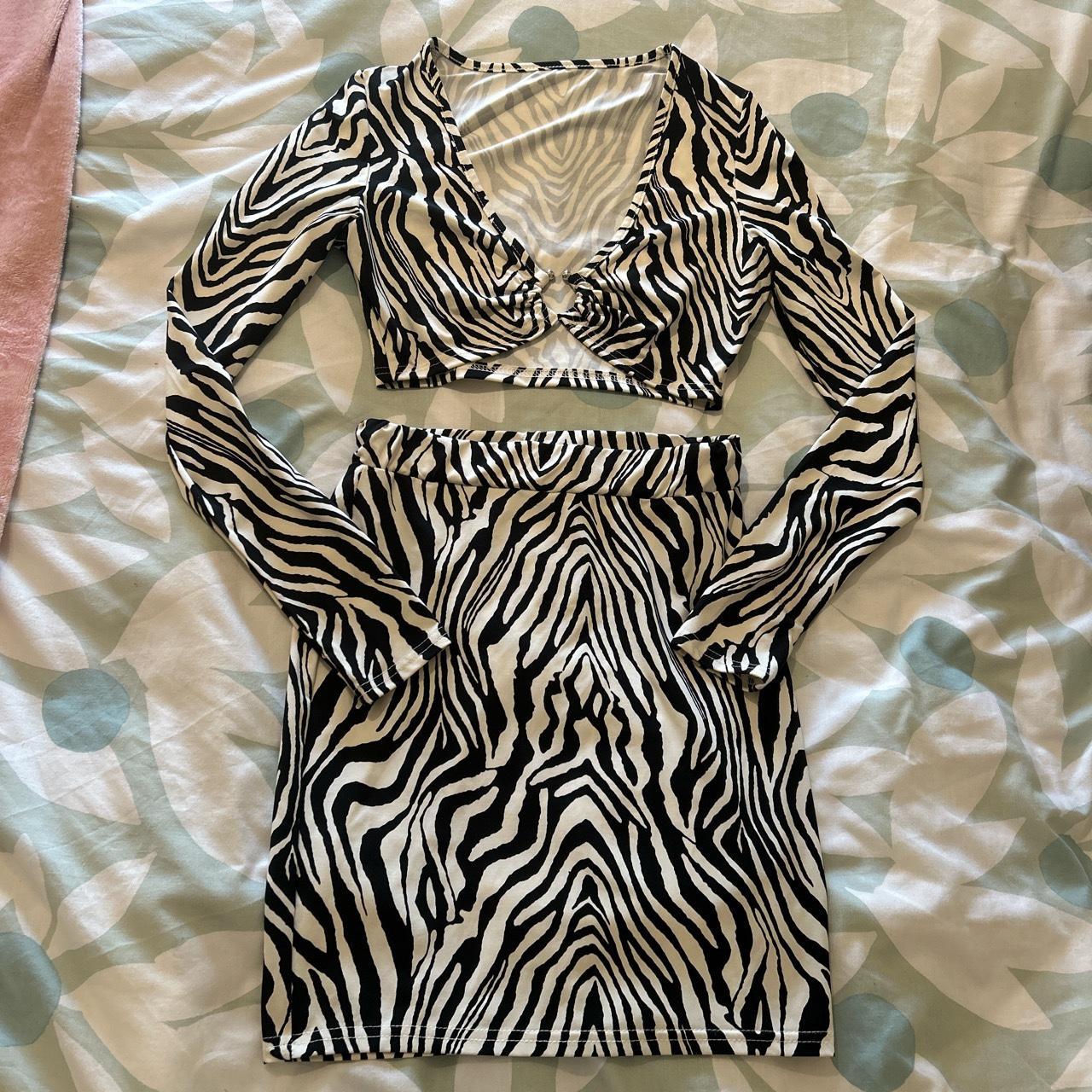 Shein zebra co ord, only worn once to a festival.... - Depop