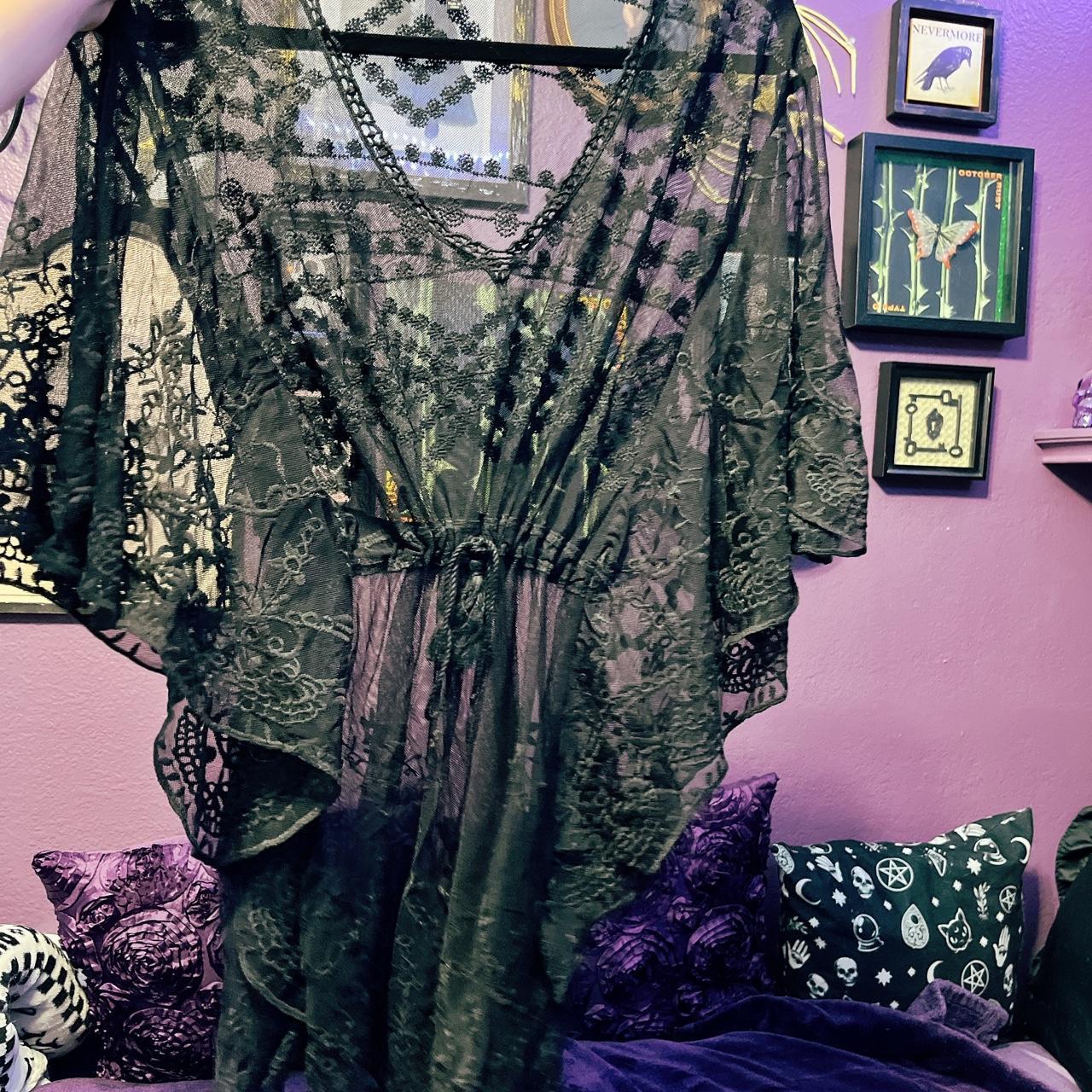 Hippie Beach goth black lace cover up. Perfect for... - Depop
