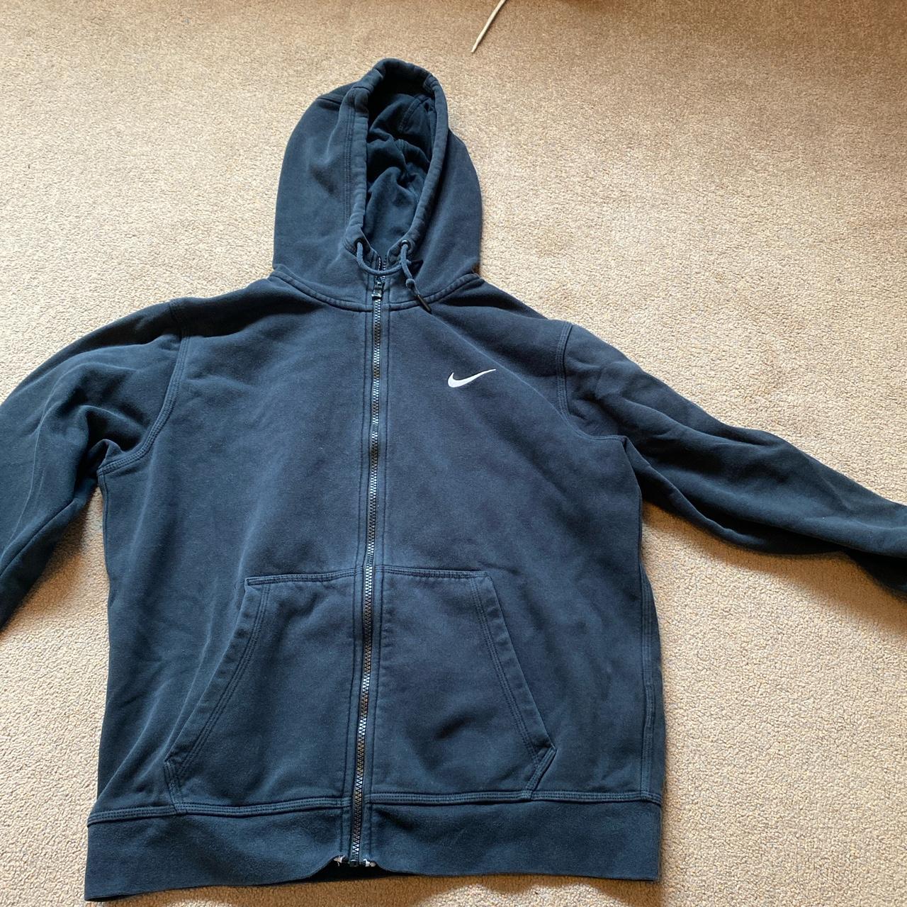 Black Nike zip-up hoodie Size M #nike #hoodie... - Depop