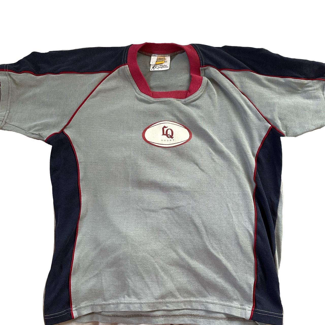 grey rugby jersey top good condition, faded... - Depop