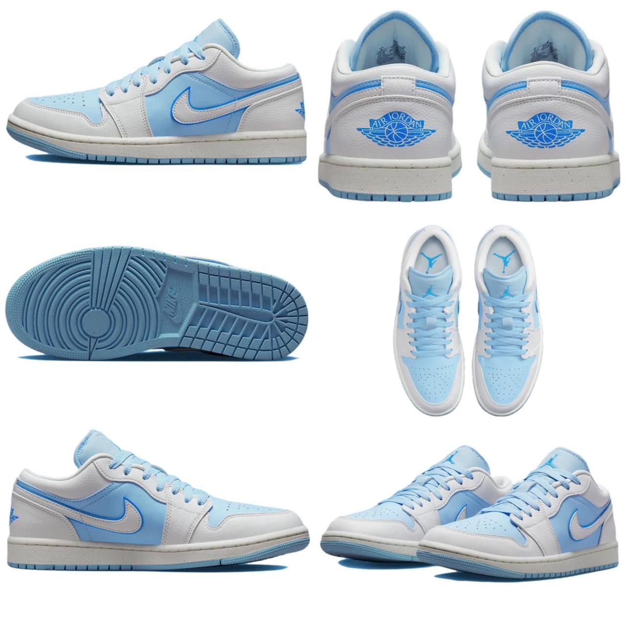nike air jordan 1 low se "reverse ice blue" size:... - Depop