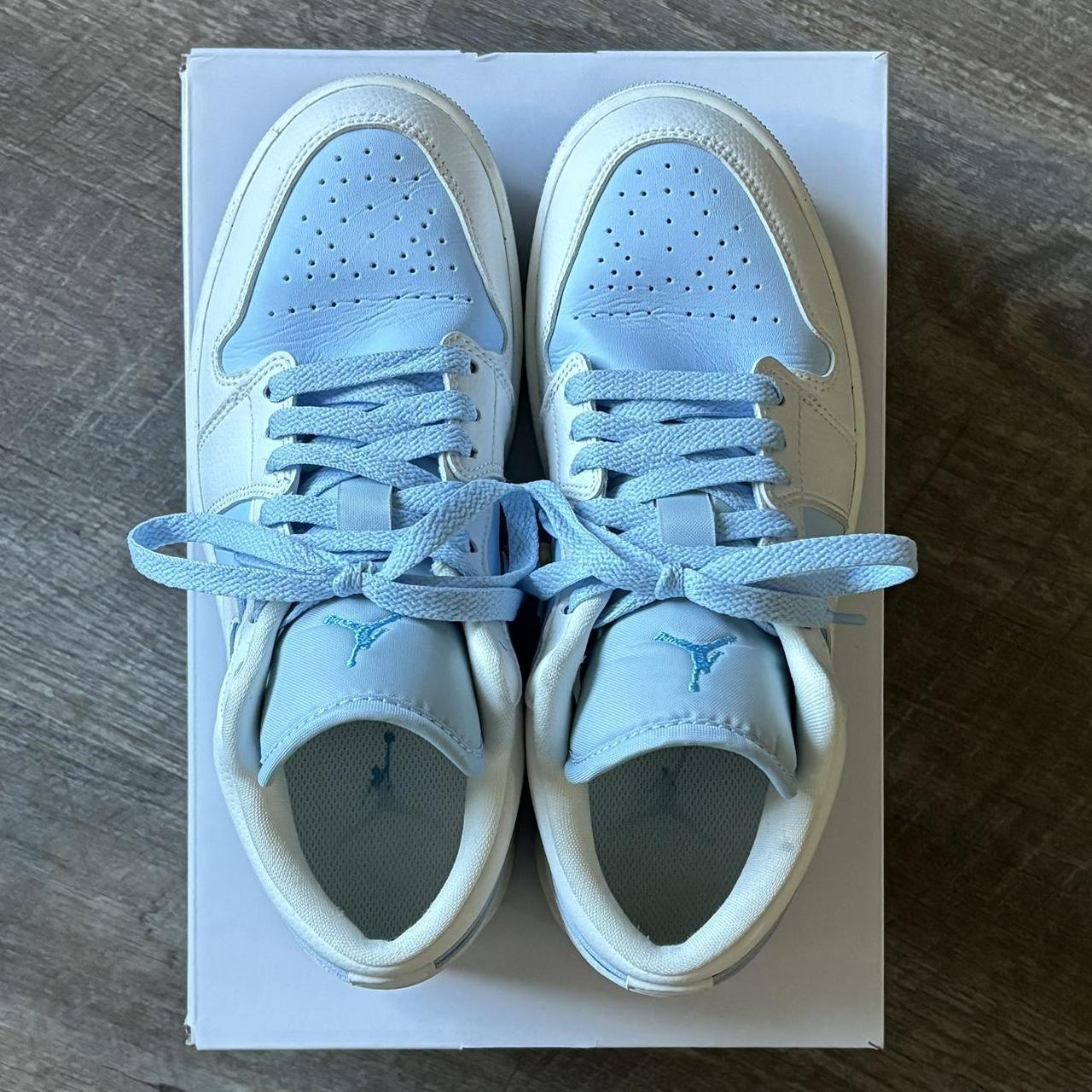 nike air jordan 1 low se "reverse ice blue" size:... - Depop