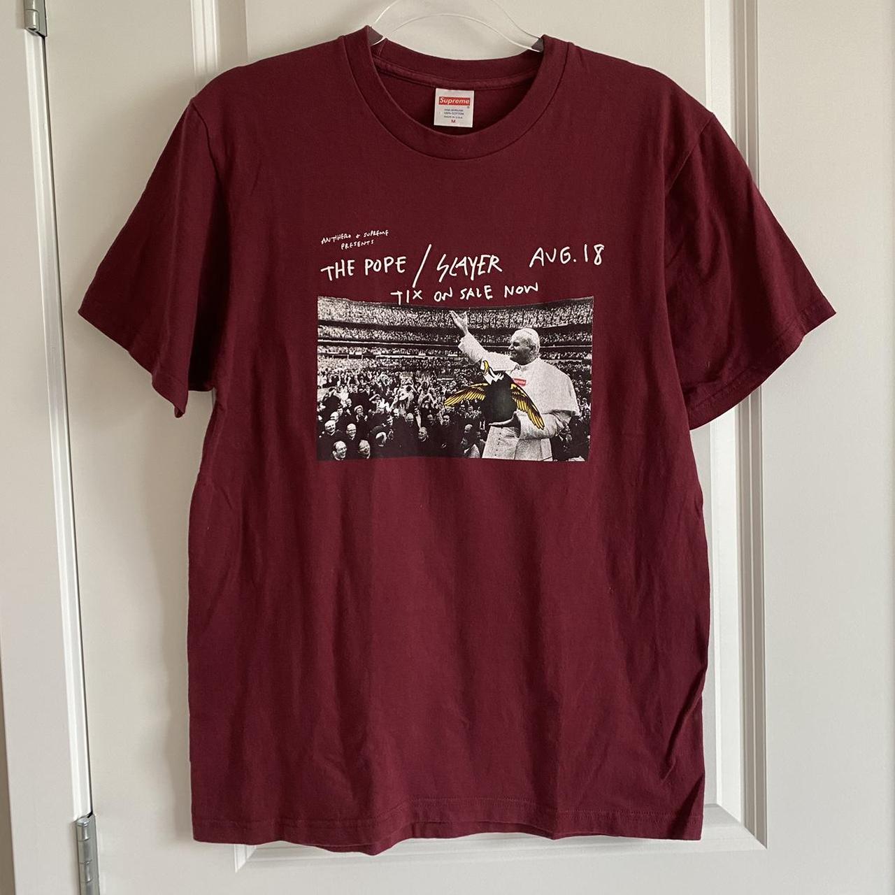 Supreme x Antihero Pope Slayer Tee (Burgundy) Flat... - Depop