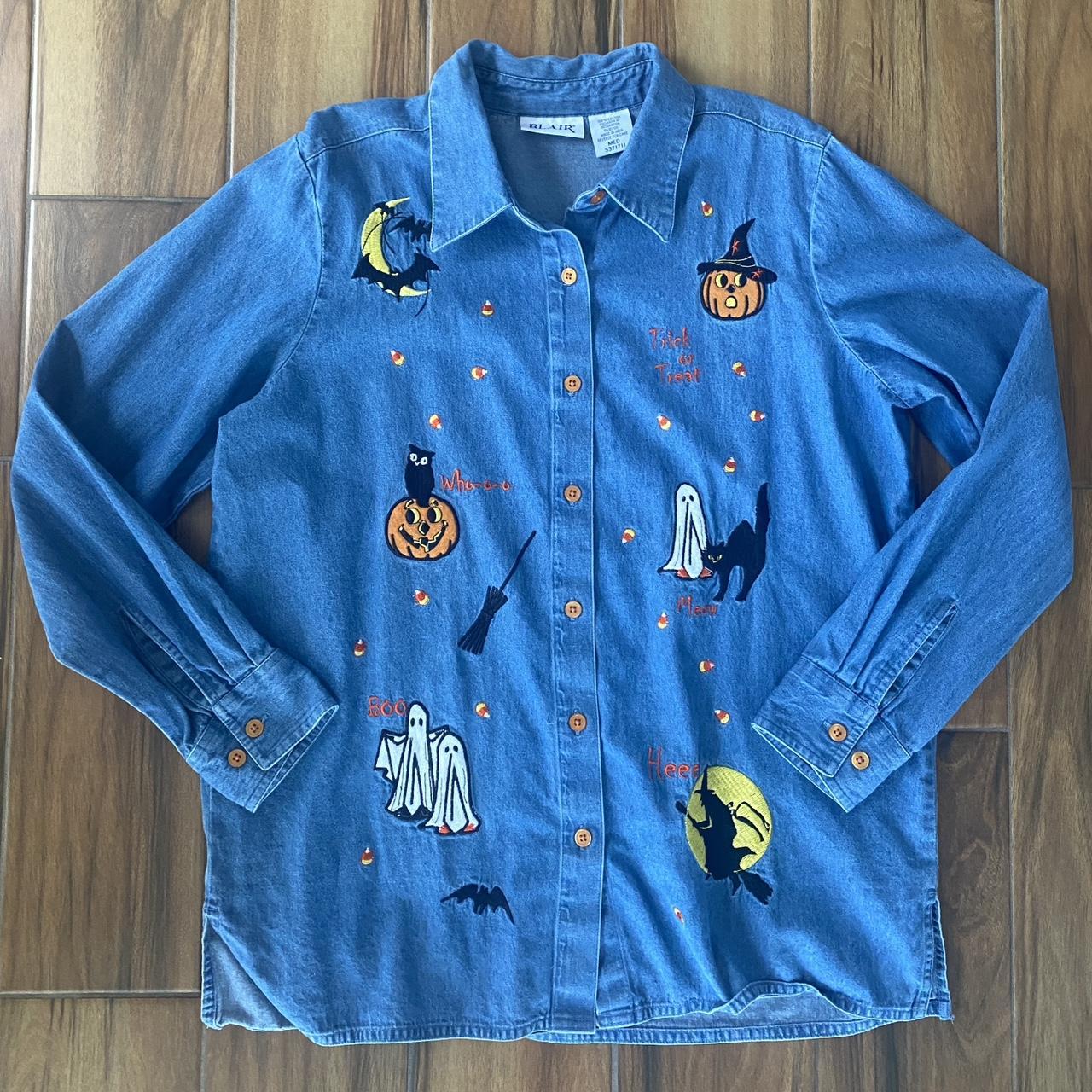 Super cute Halloween button up long sleeve Tagged a... - Depop