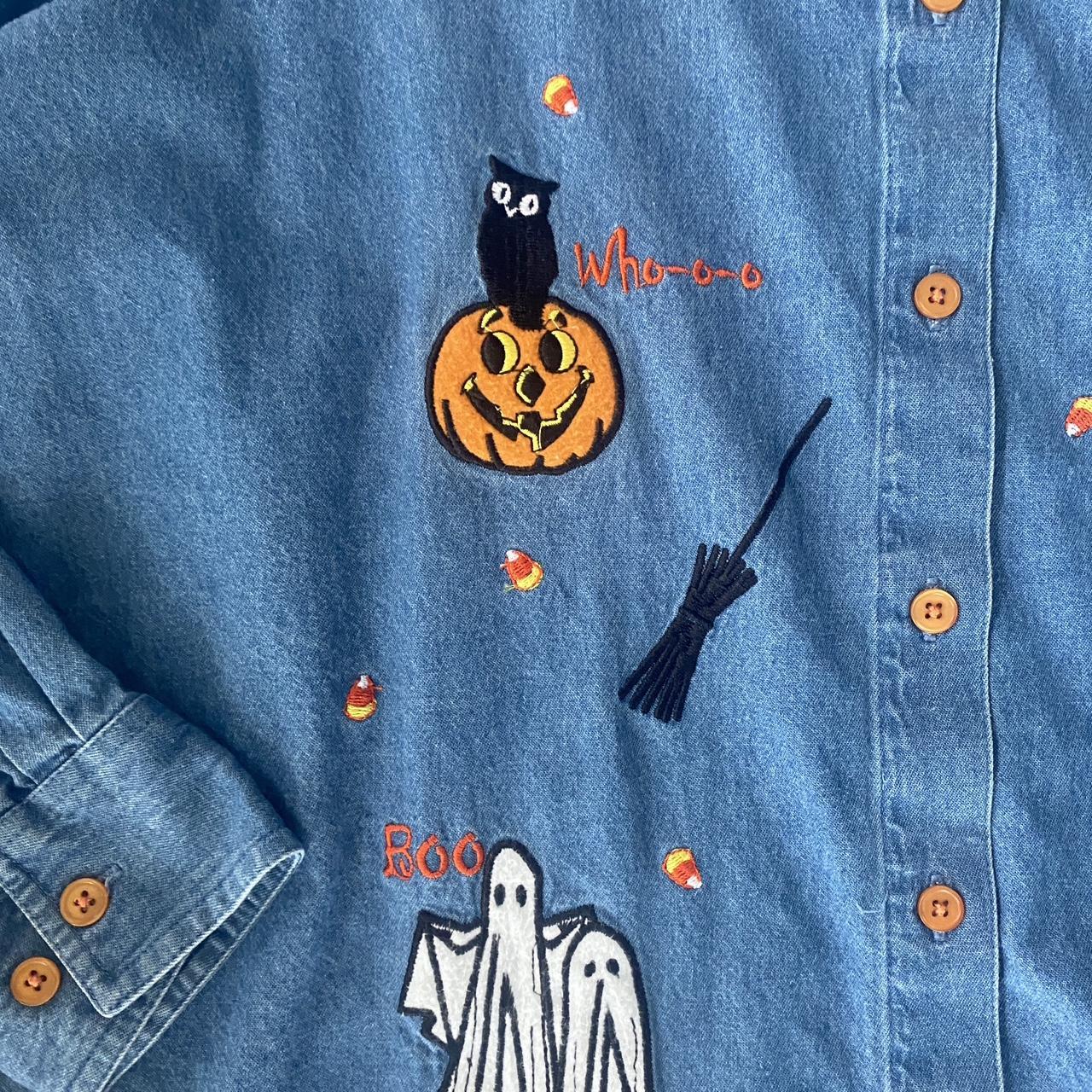 Super cute Halloween button up long sleeve Tagged a... - Depop