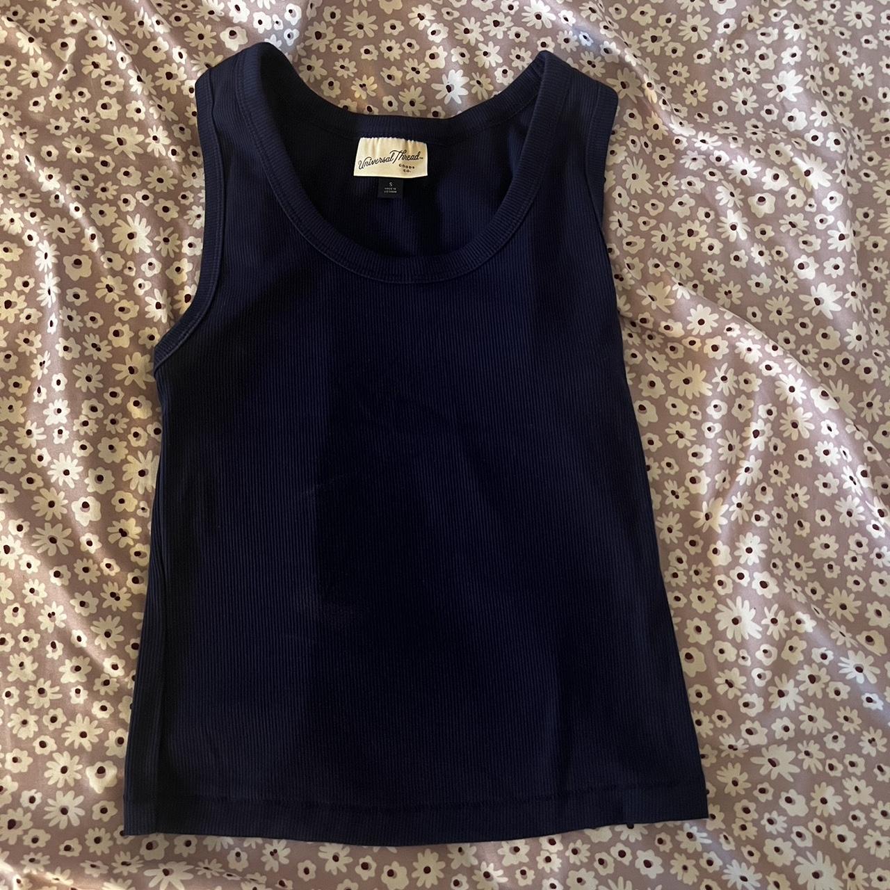 Navy blue ribbed tank top from target universal... - Depop