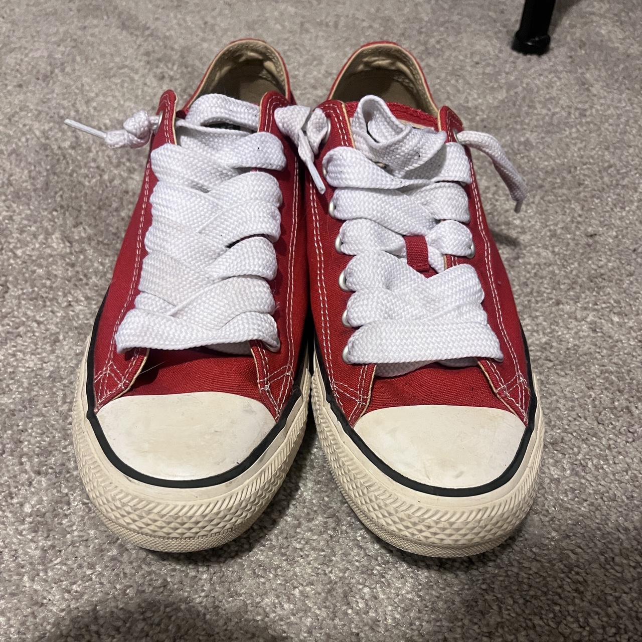 Jumbo lace red converse vintage size 10 #y2k #skater... - Depop