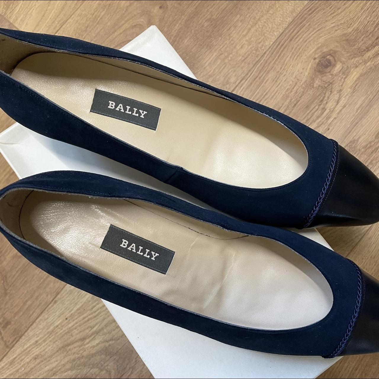 Vintage ladies Bally navy blue leather court shoes,... - Depop
