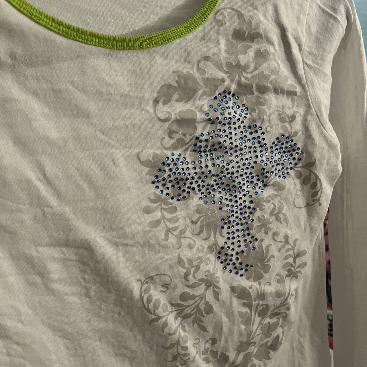 y2k long sleeve rhinestone top! #y2k #edhardy - Depop