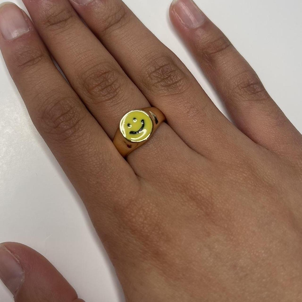 Gold smiley ring 🙂 For reference I am size 6 in... - Depop