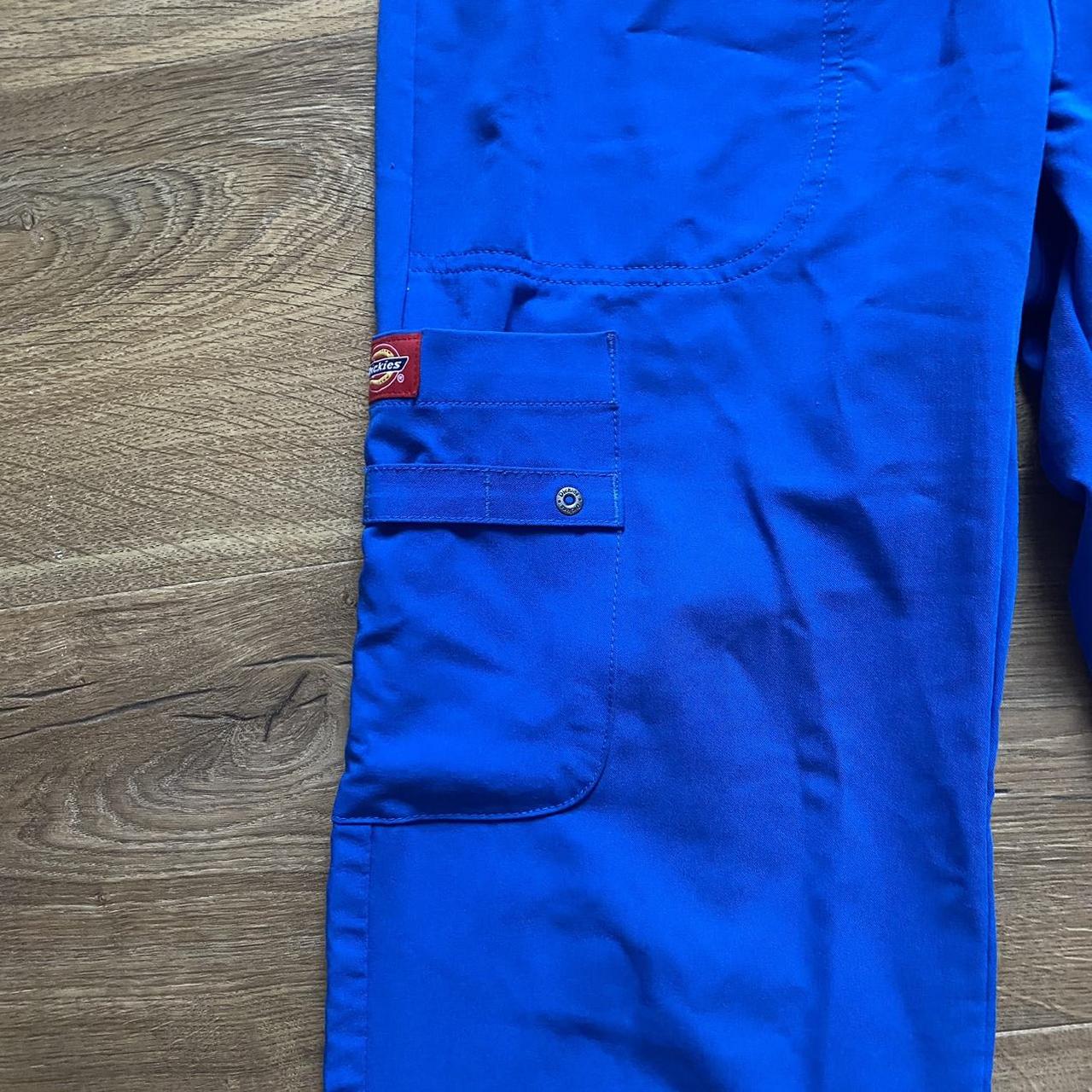 Dickies cargo bright blue low waisted wide/straight... - Depop