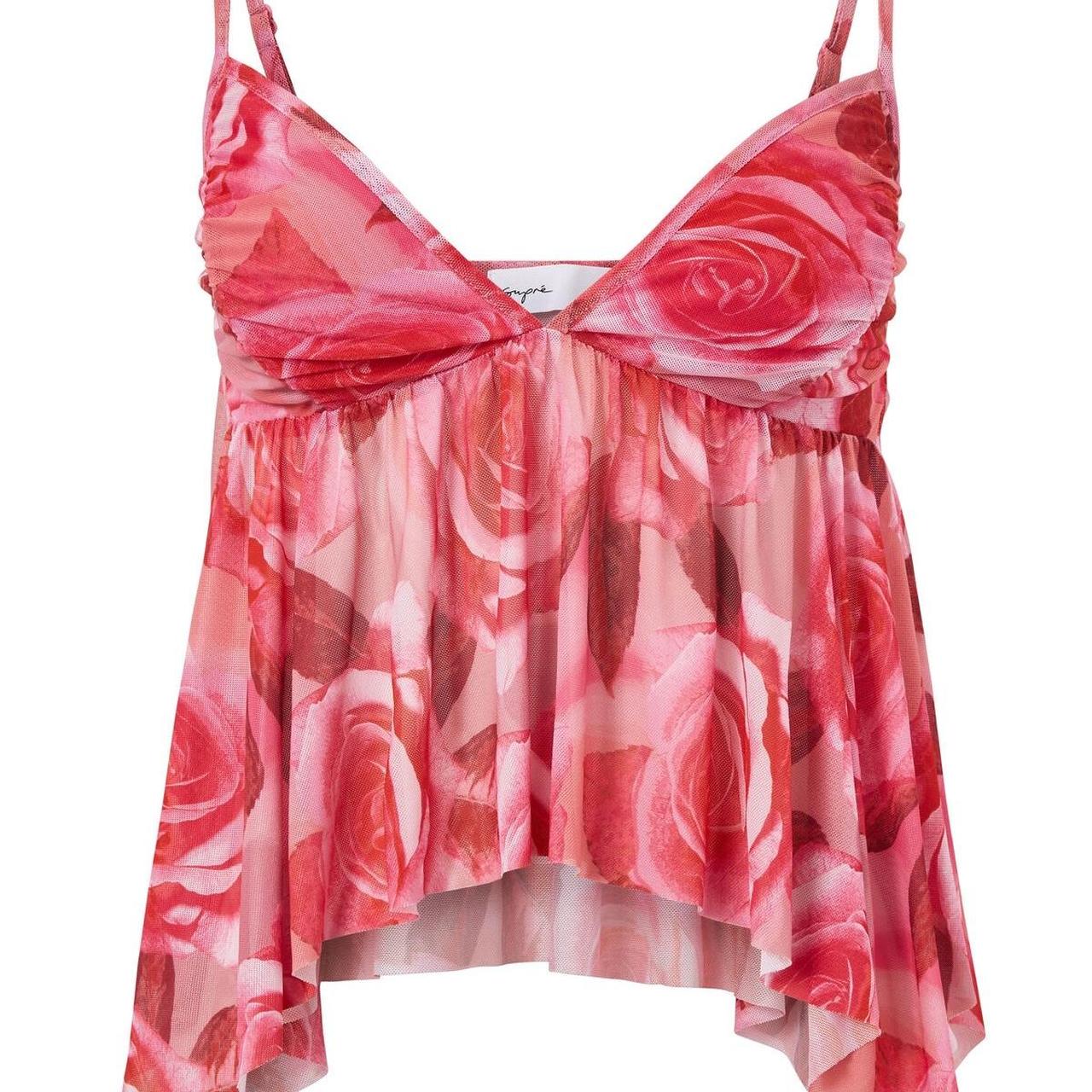 Pink floral string top Supre Matching skirt... - Depop