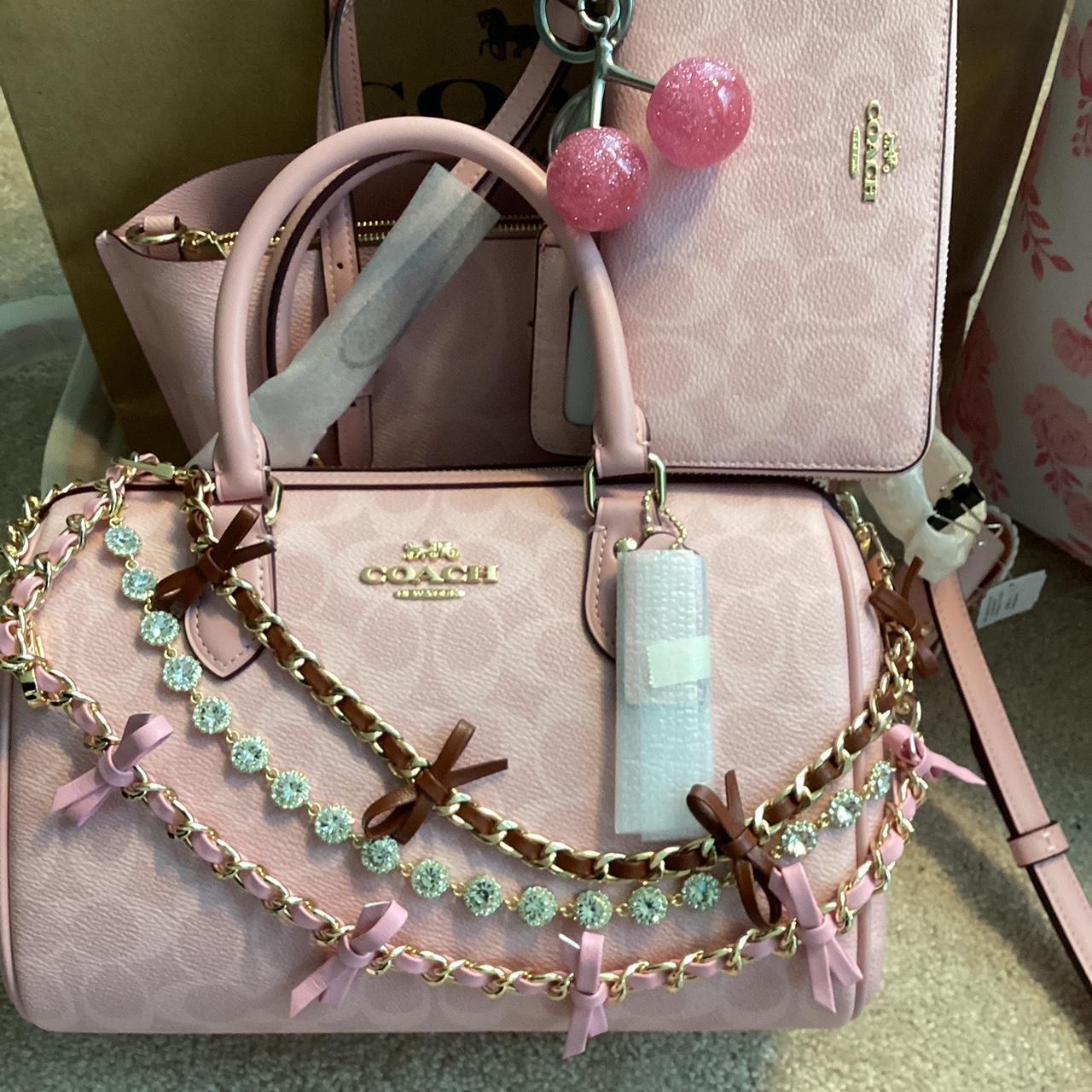 ️ ️Coach Rowan pink medium Satchel Bundle phone... | Depop