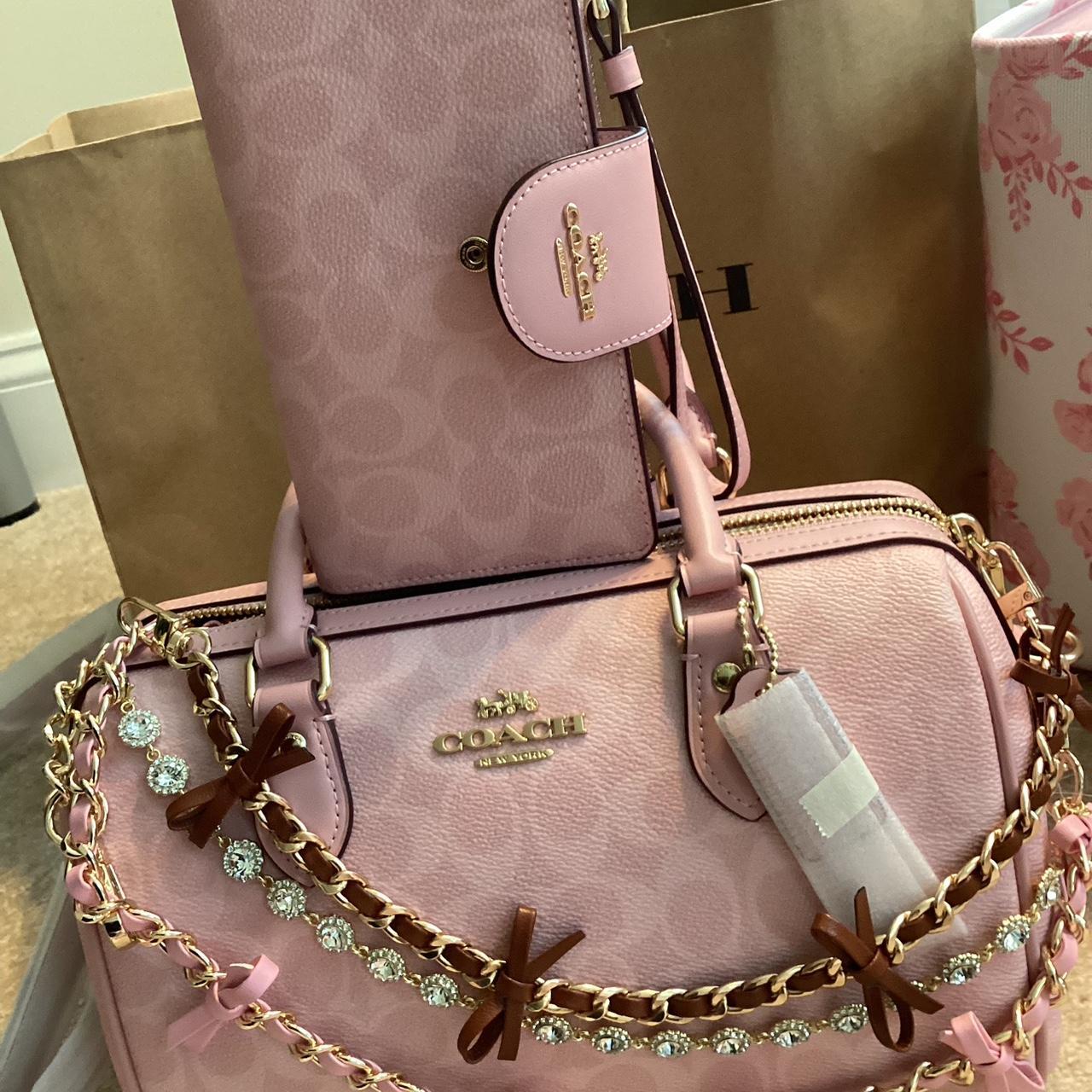 ️ ️Coach Rowan pink medium Satchel Bundle phone... | Depop