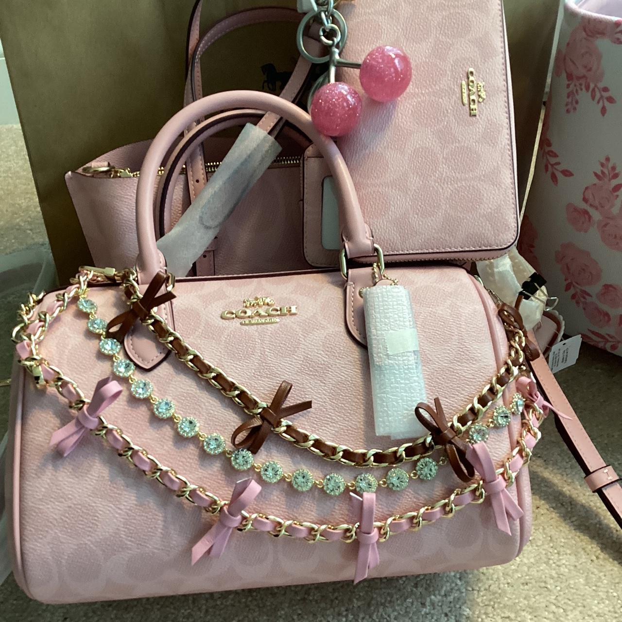 ️ ️Coach Rowan pink medium Satchel Bundle phone... | Depop