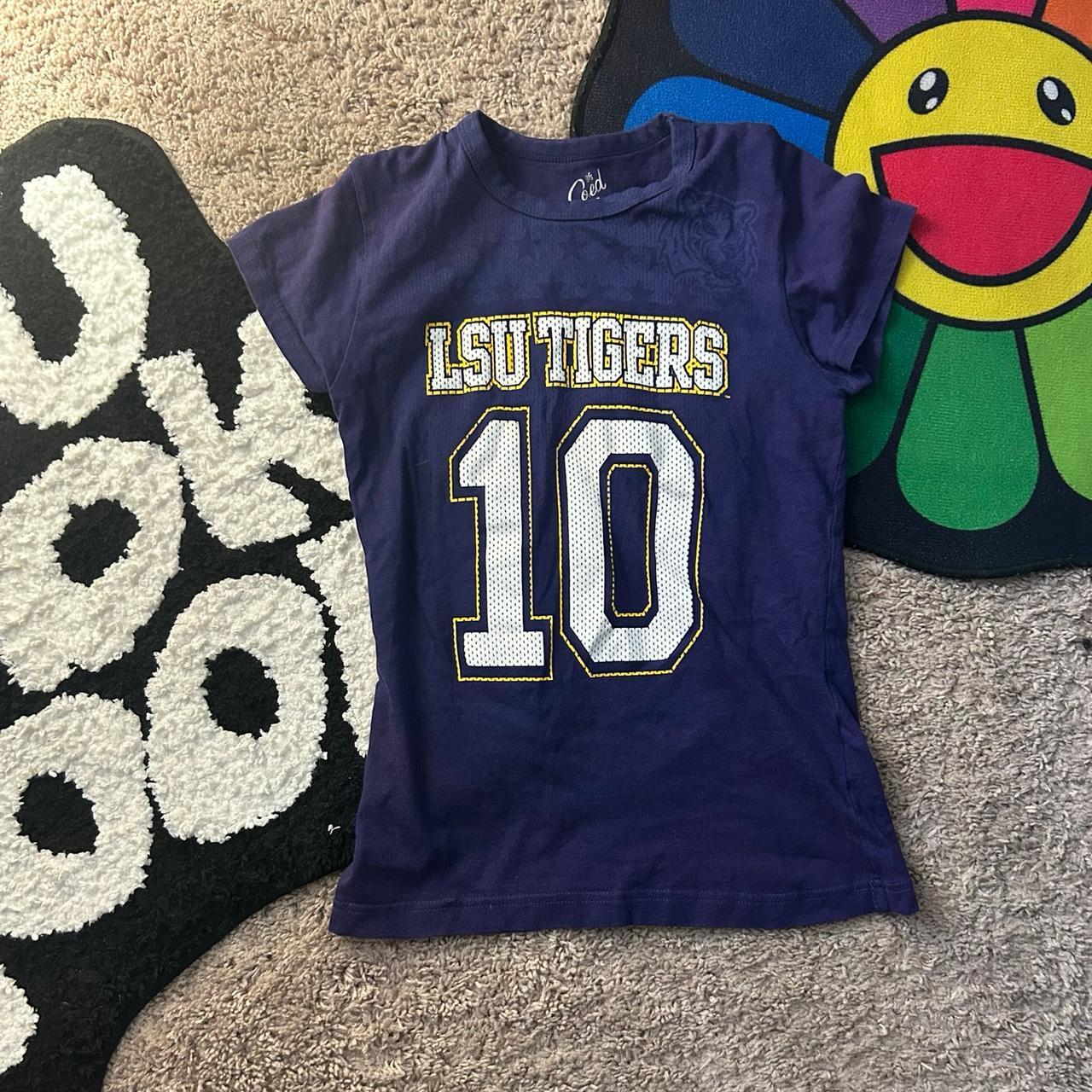 Purple and yellow LSU Tigers graphic tee Size... | Depop