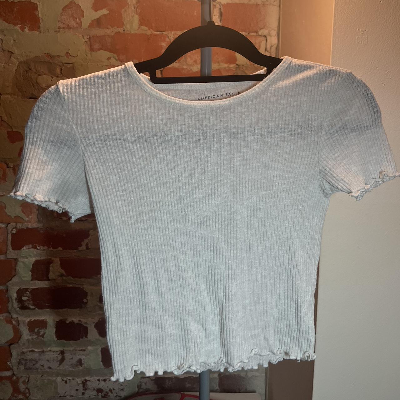 White y2k ribbed baby tee So soft and can be... - Depop