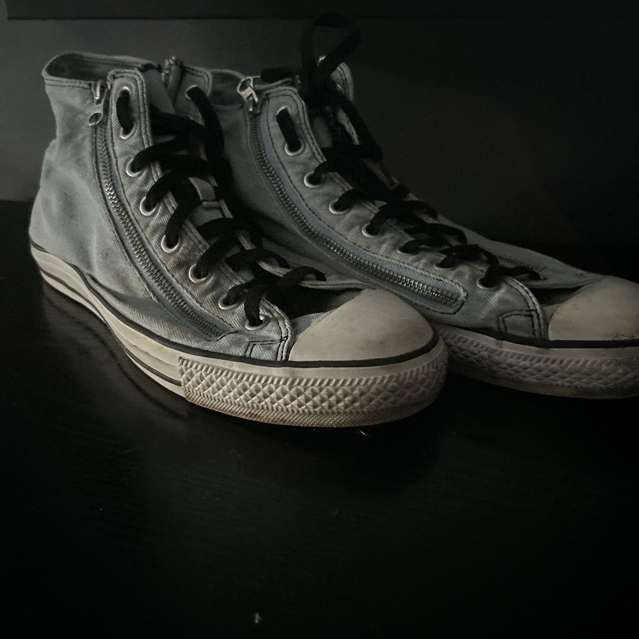 CONVERSE - CHUCK TAYLOR ALL STAR DOUBLE ZIP DENIM HI... - Depop