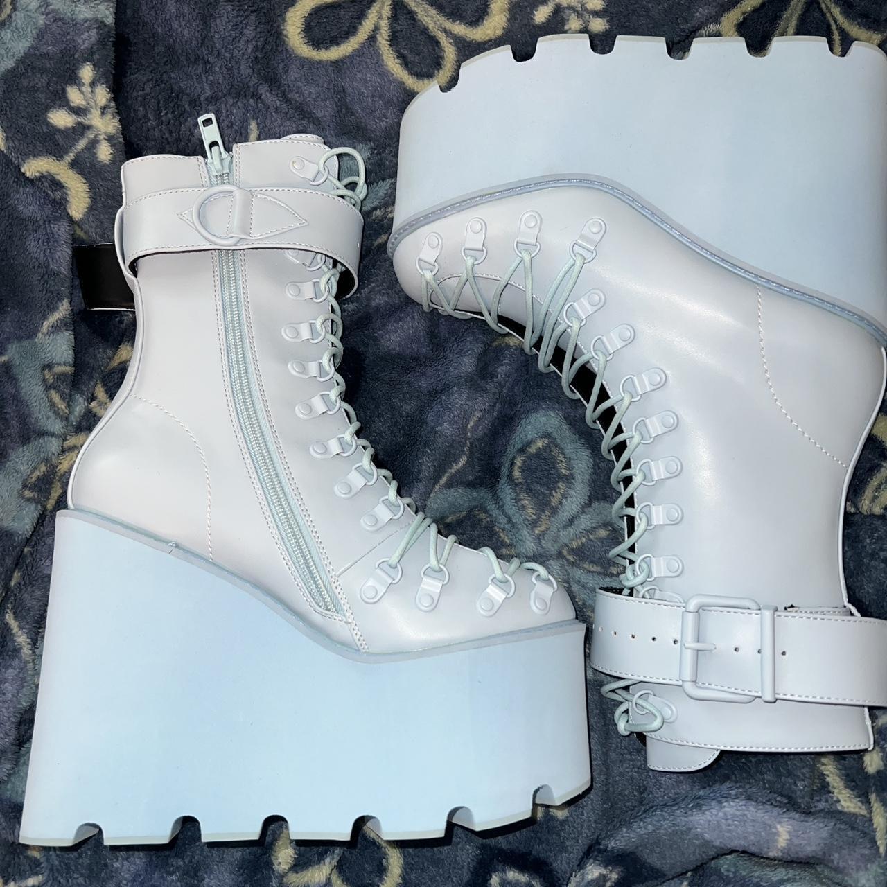 Dolls Kill Sugar Thrillz baby blue platforms. Never... - Depop