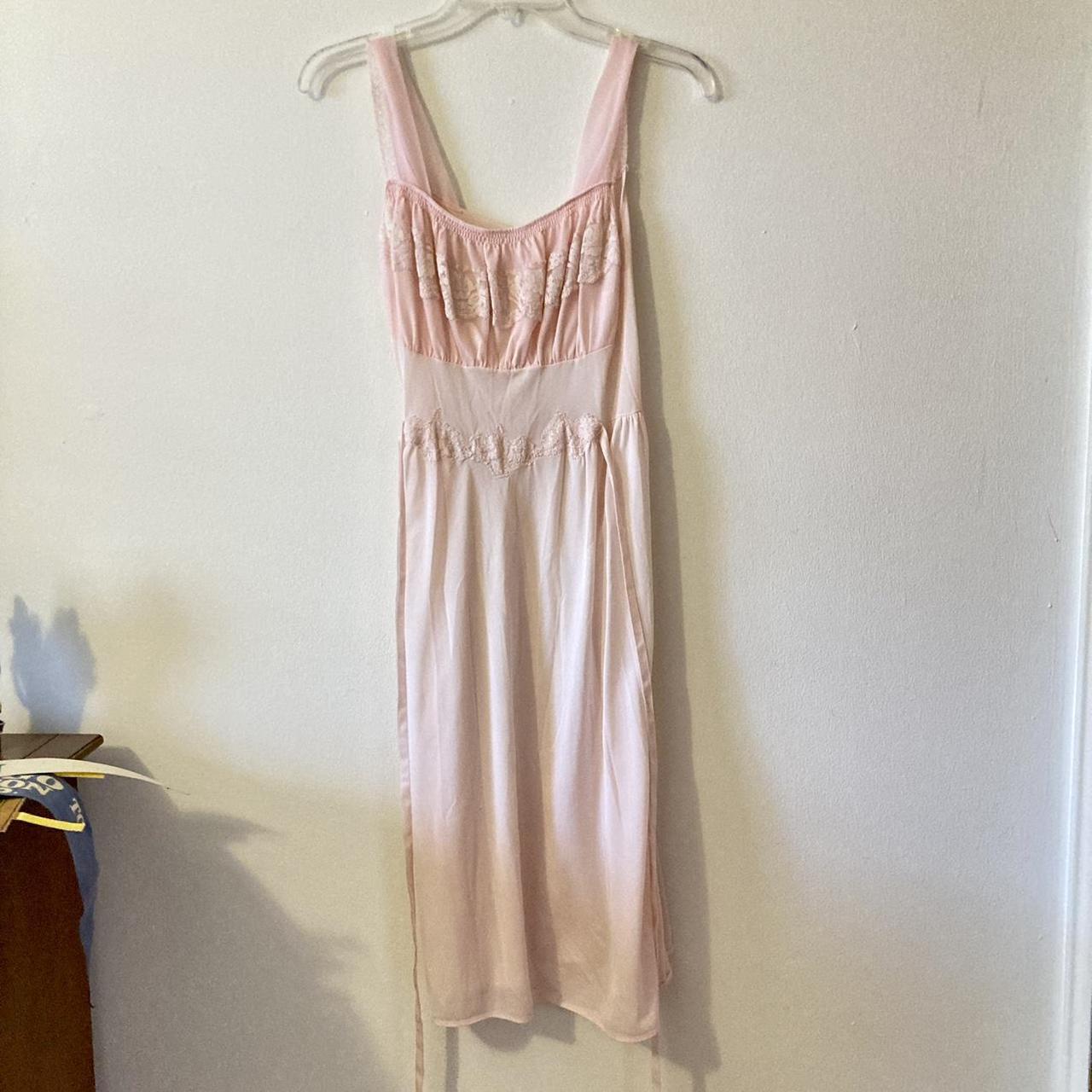 1960s light pink slip dress! beautiful lace... - Depop