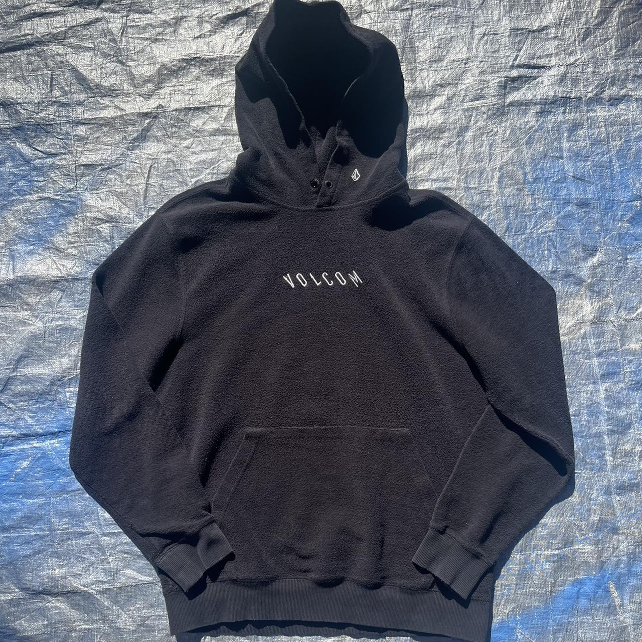 Volcom black hoodie with embroidered logo - super... - Depop