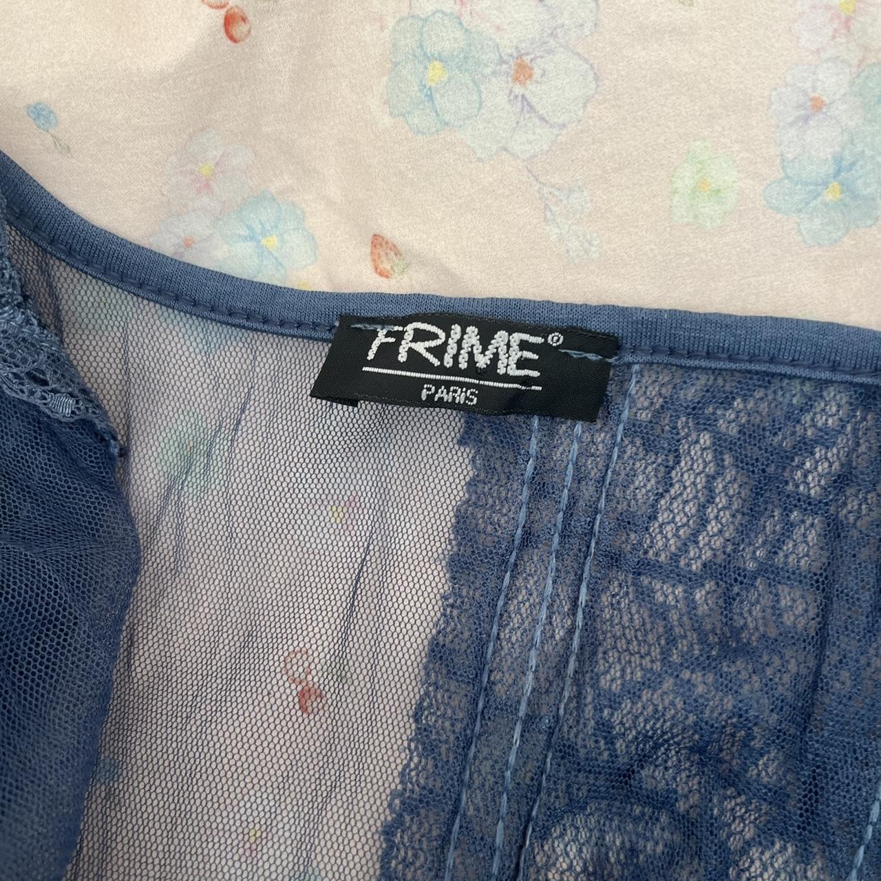 Frame Women's Blue and Navy Blouse | Depop