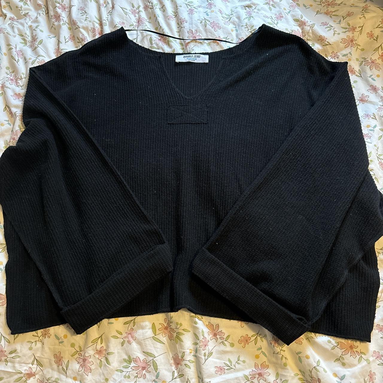 black oversized sweater can be worn off one shoulder - Depop