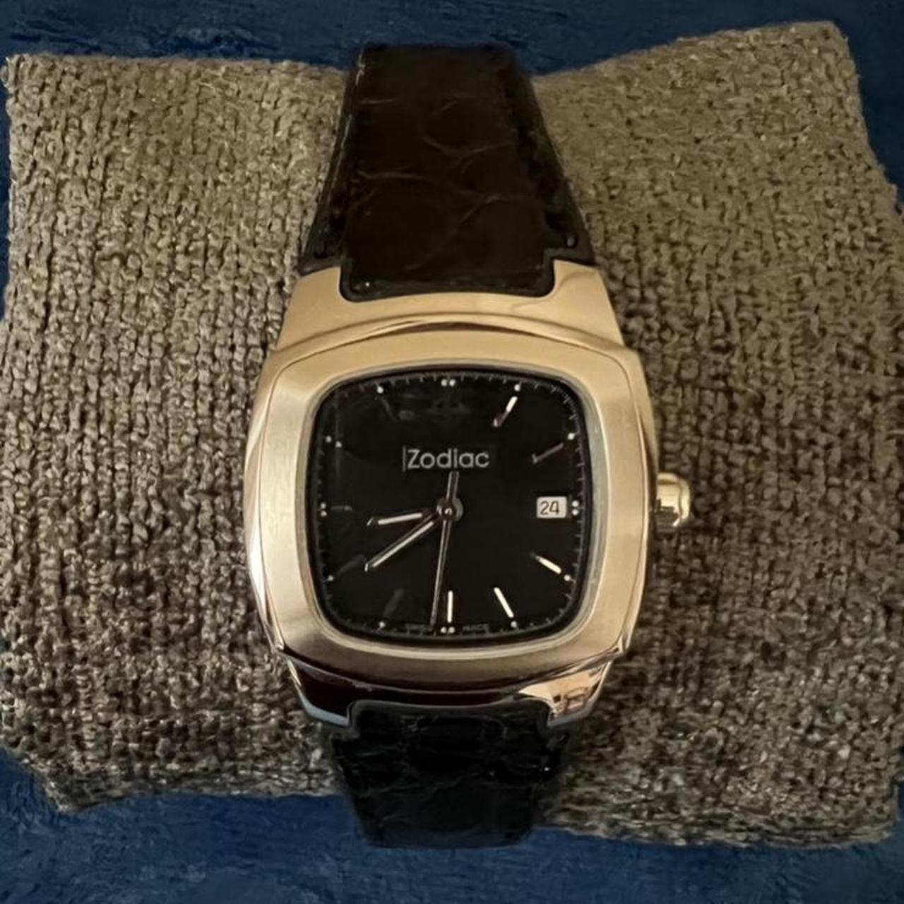 Zodiac Swiss Women’s Watch Black band, silver frame... - Depop