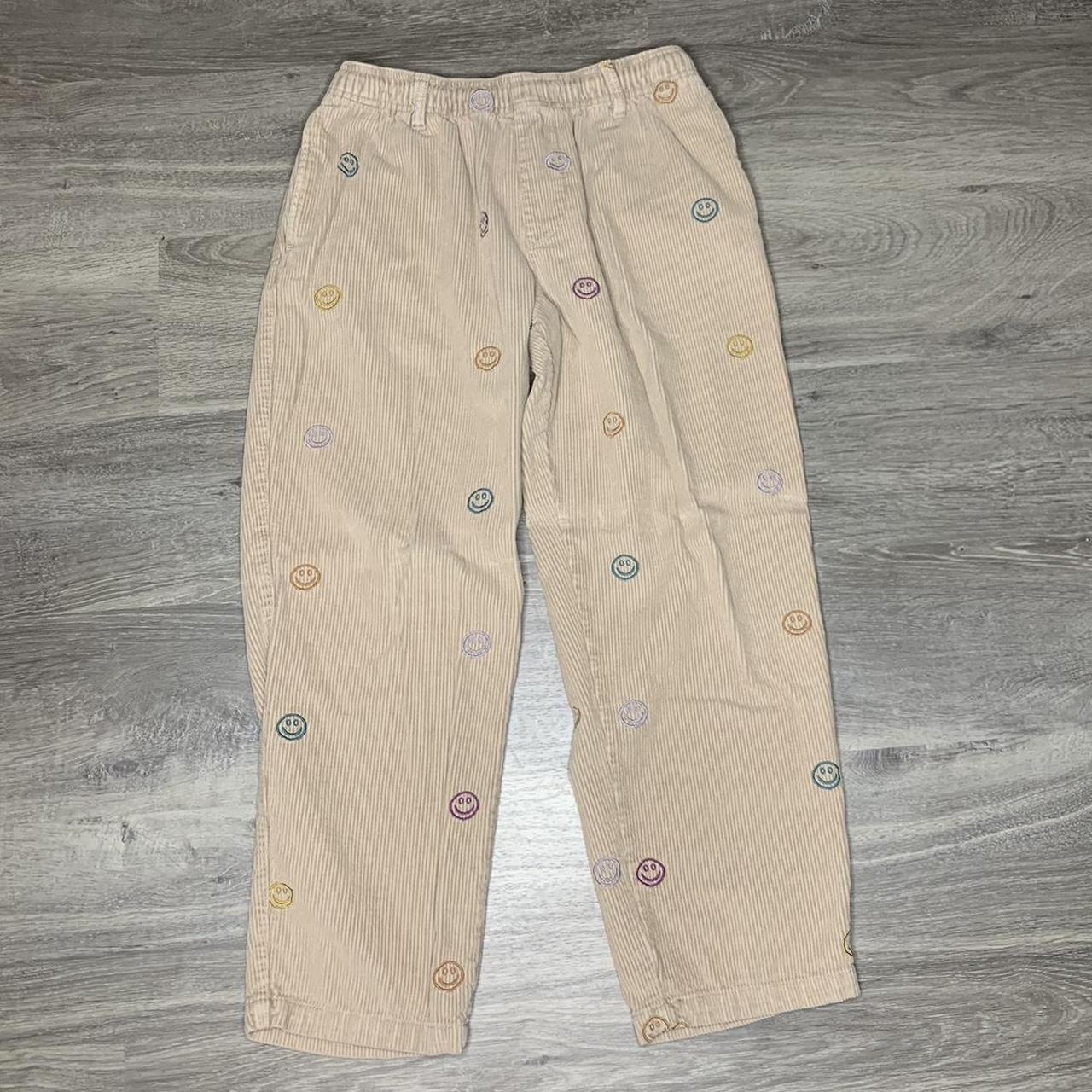 Modern Urban Outfitters Corduroy Smiley Face Pants... - Depop