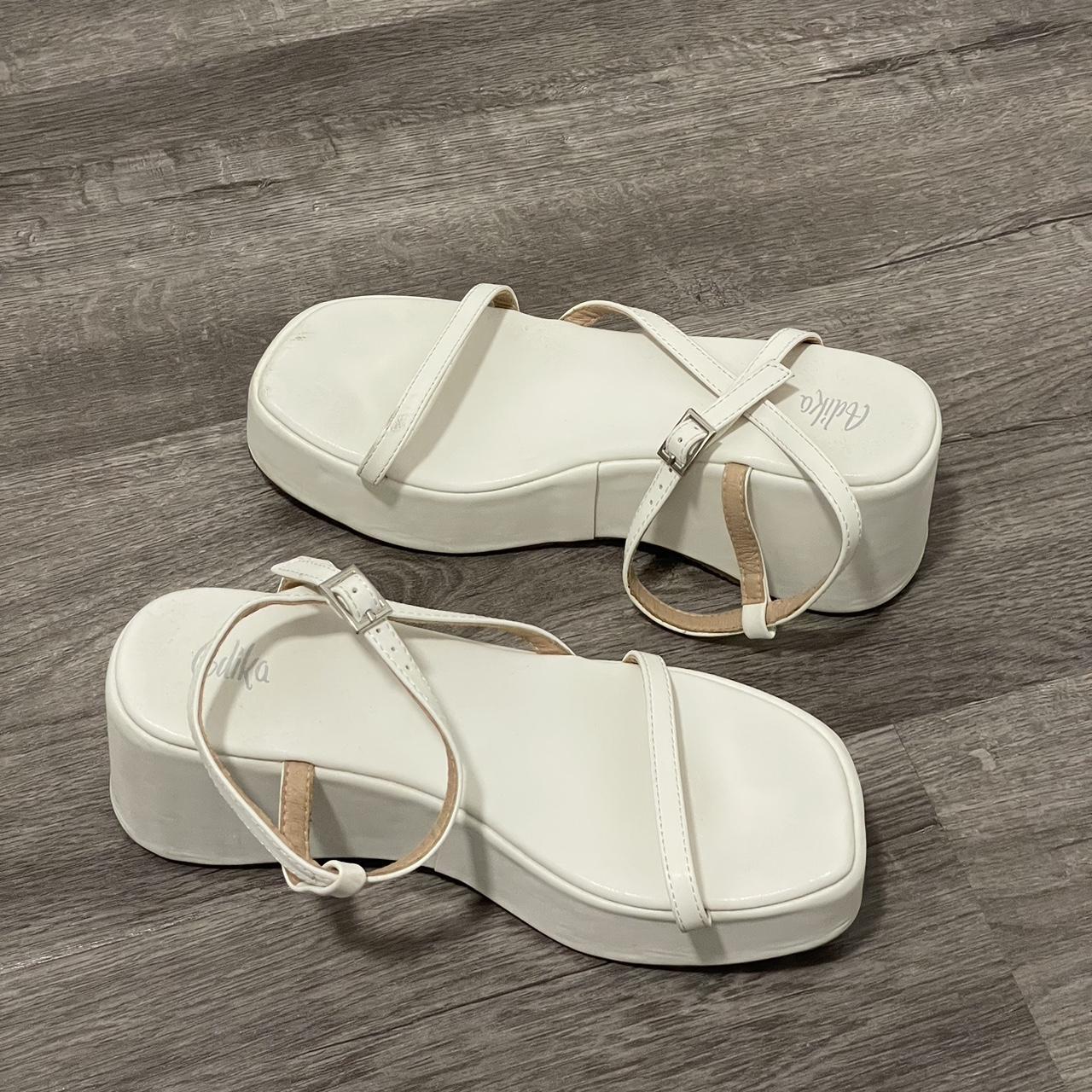 adika white chunky sandals - Depop