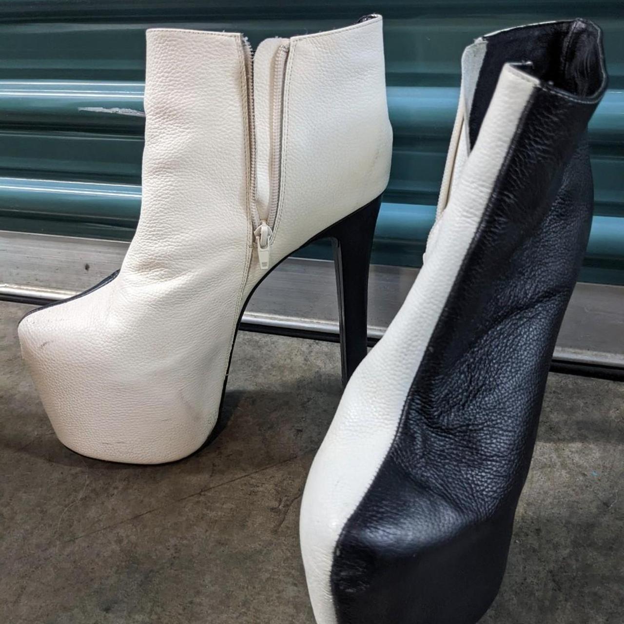 YES by Solestruck White and black split Platform... | Depop