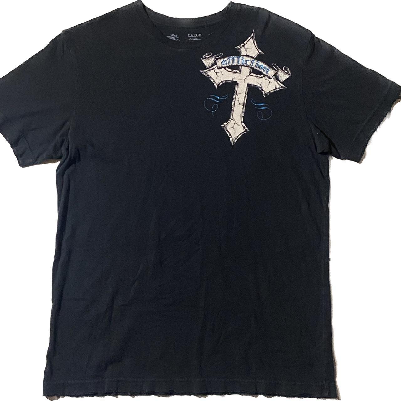 Affliction Cross Skull Tee. Fits a bit tight. A bit... - Depop