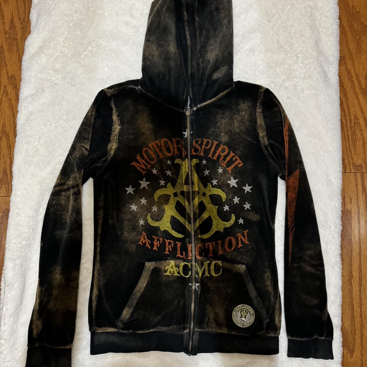 Affliction zip up. Tight fit - Depop