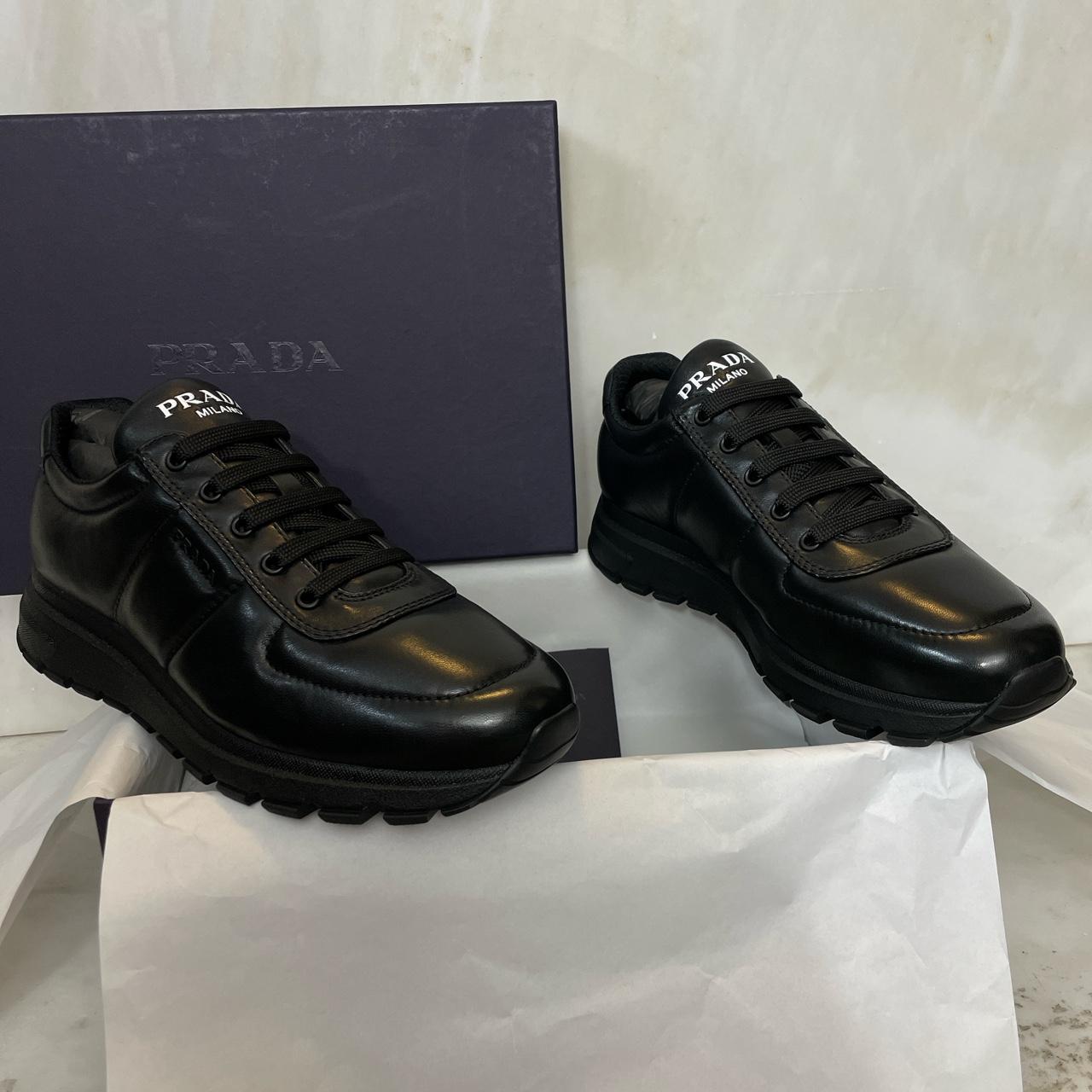 Prada Milano Leather Trainers - Black • Lace up... - Depop