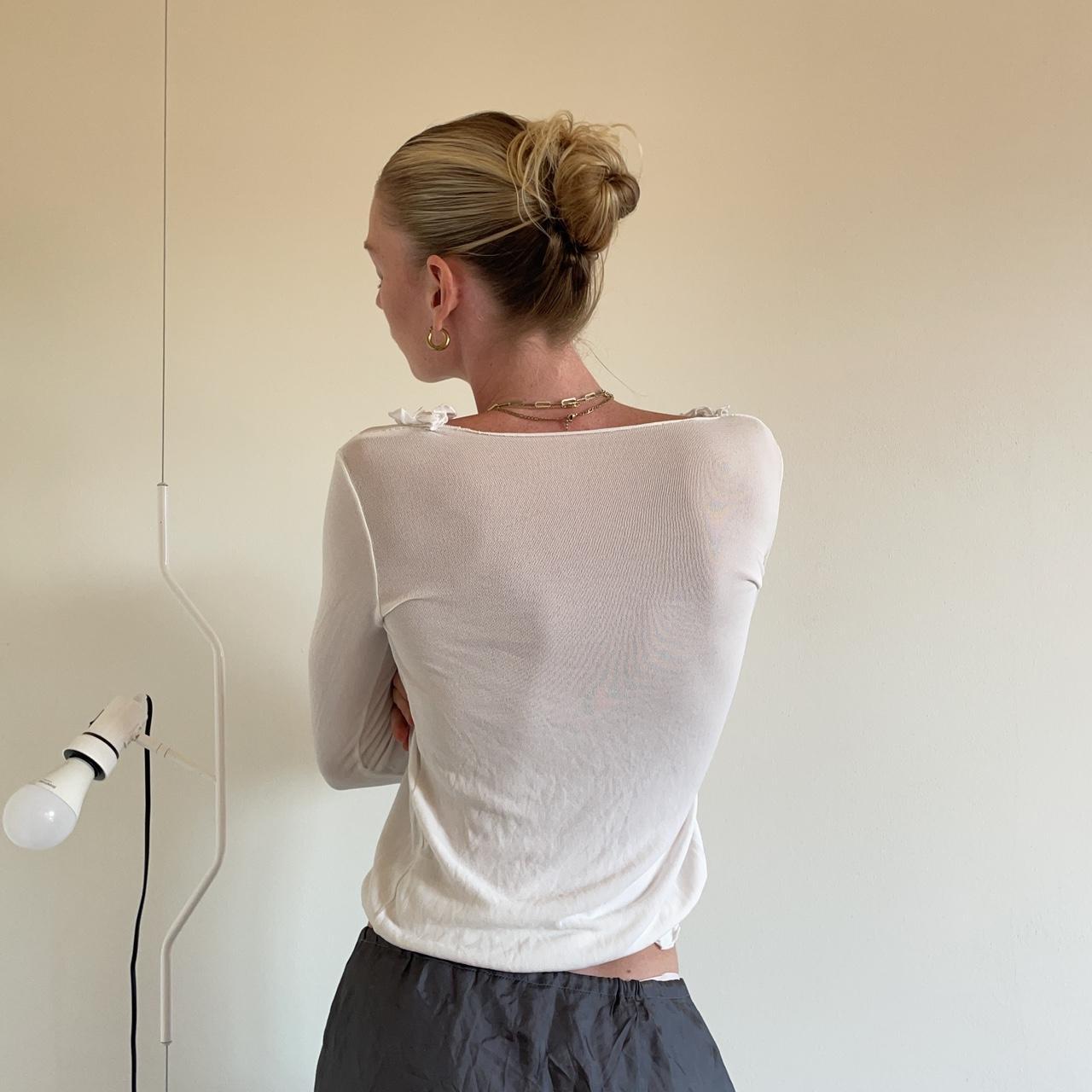 Incredible vintage sheer white top with beautiful... - Depop