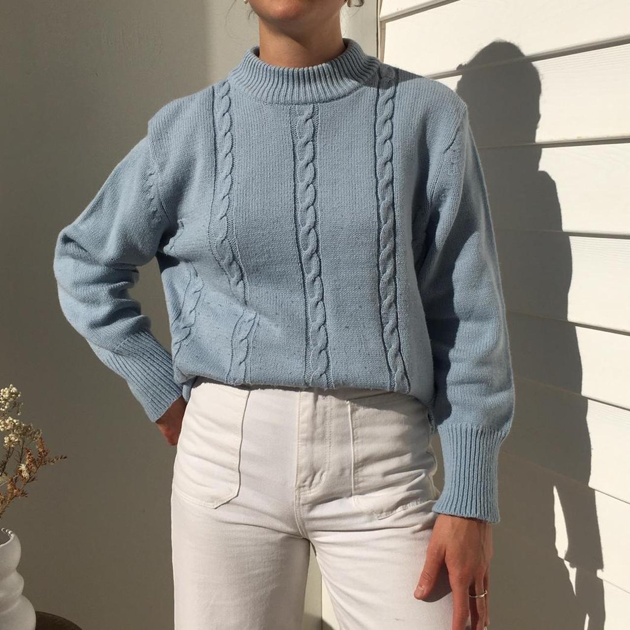 Vintage light blue knitted sweater Such a cute... - Depop