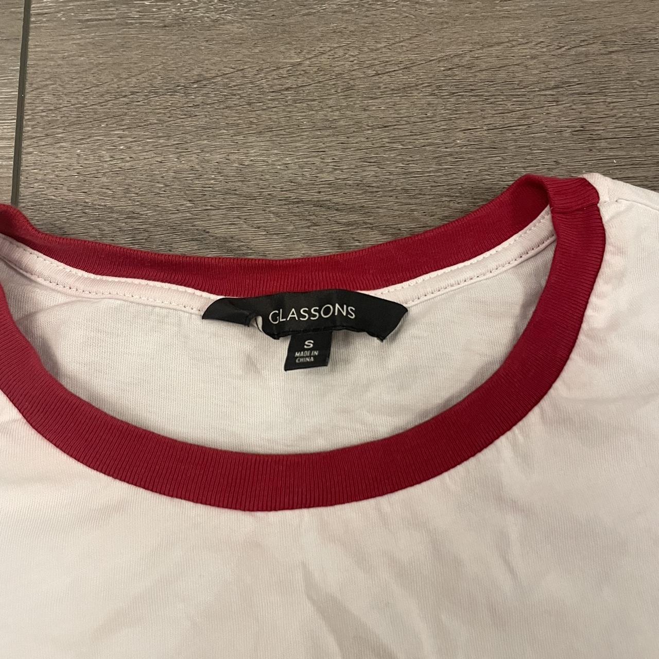 Glassons Women's White and Red T-shirt | Depop