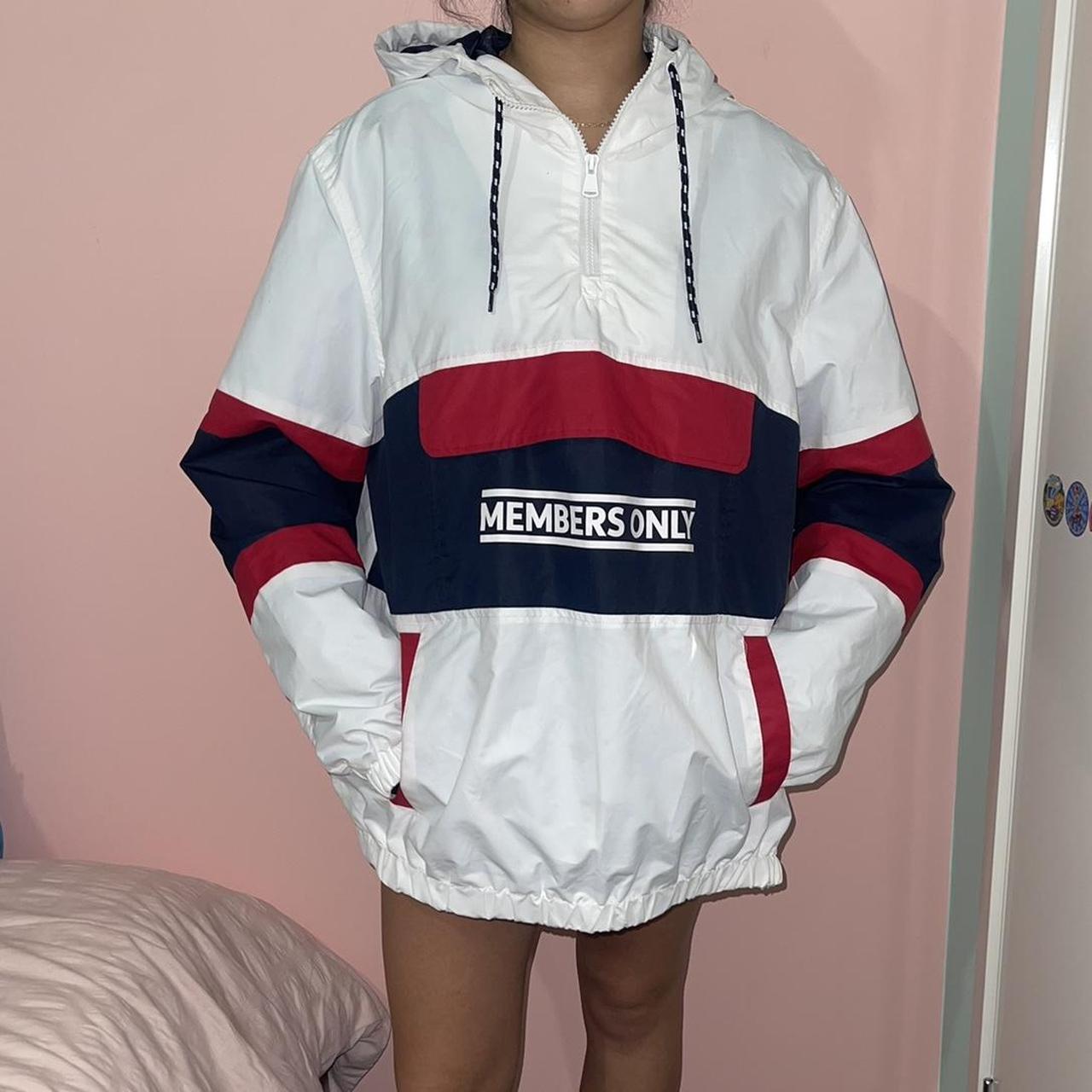 Vintage Members Only red, white & navy... | Depop