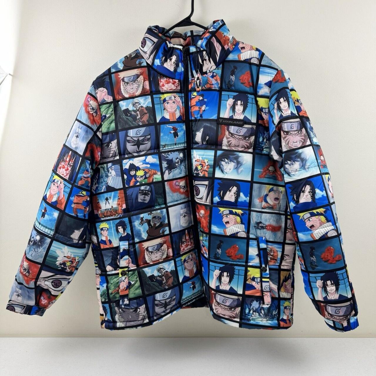 Hypland Naruto Vs Sasuke Scenes Puffer Jacket Men's... - Depop