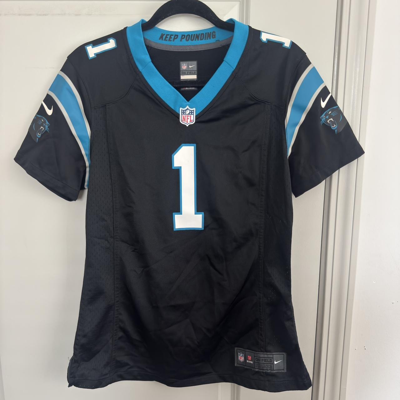 Black and blue Carolina Panthers Cam Newton Nike... | Depop
